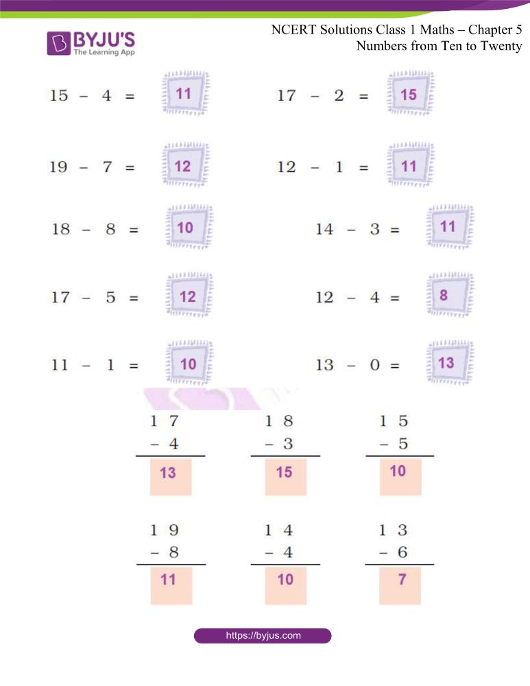 NCERT Solutions for Class 1 Maths Chapter 5 Numbers from Ten to Twenty PDF