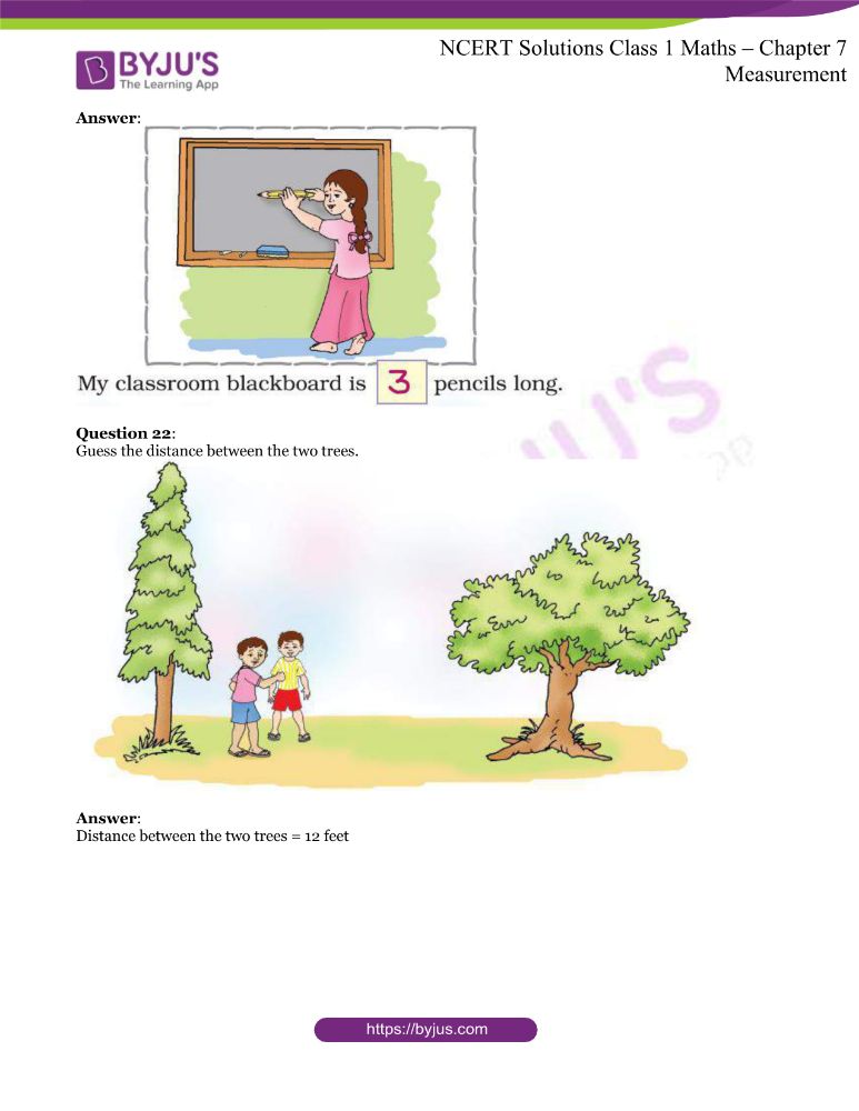 NCERT Solutions for Class 1 Maths Chapter 7 Measurement- Download PDF