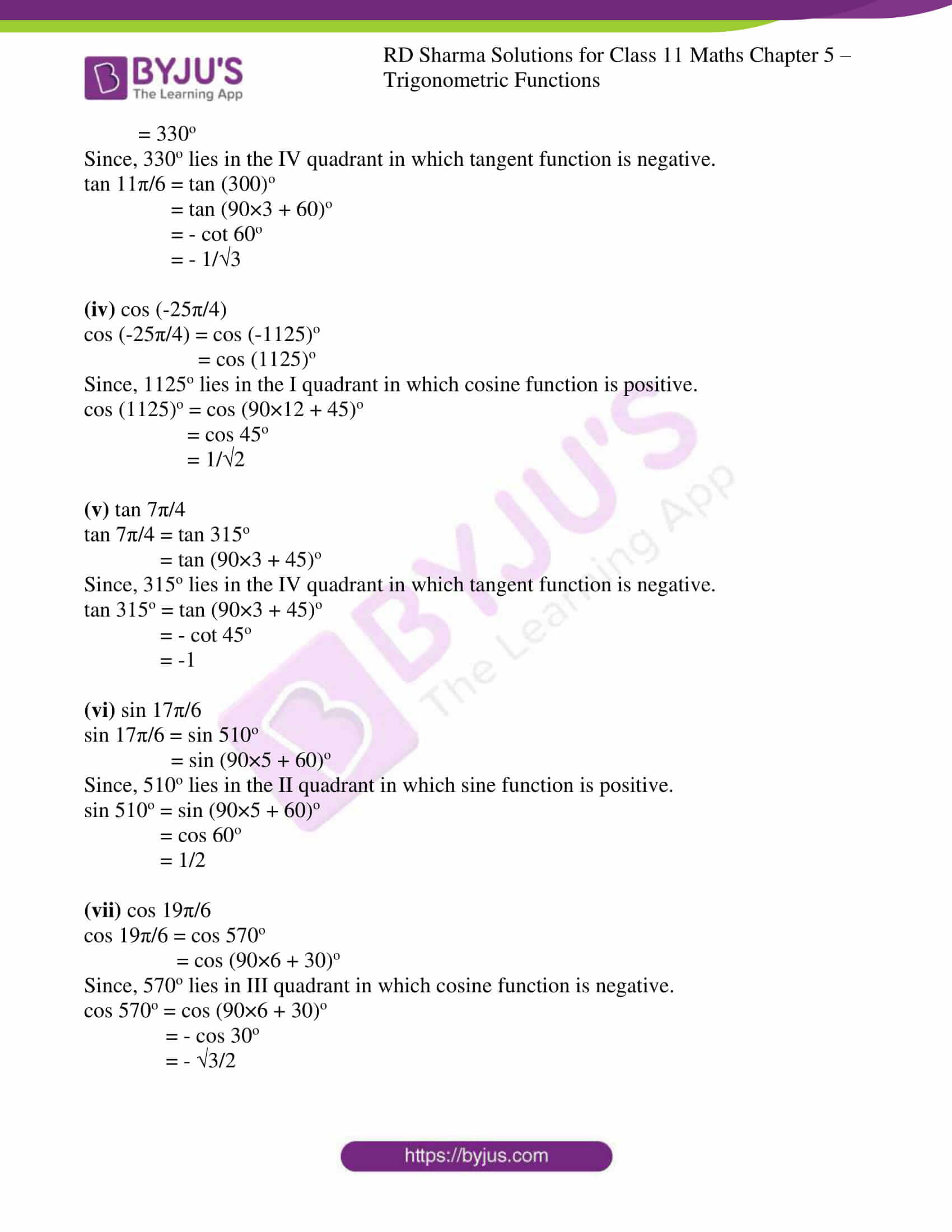 RD Sharma Solutions For Class 11 Chapter 5 Trigonometric Functions RD Sharma Solutions For Class 11 Chapter 5 Trigonometric Functions