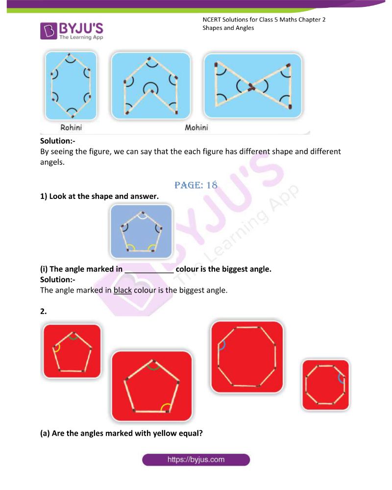NCERT Solutions Class 5 Maths Chapter 2 Shapes And Angles - Updated For ...