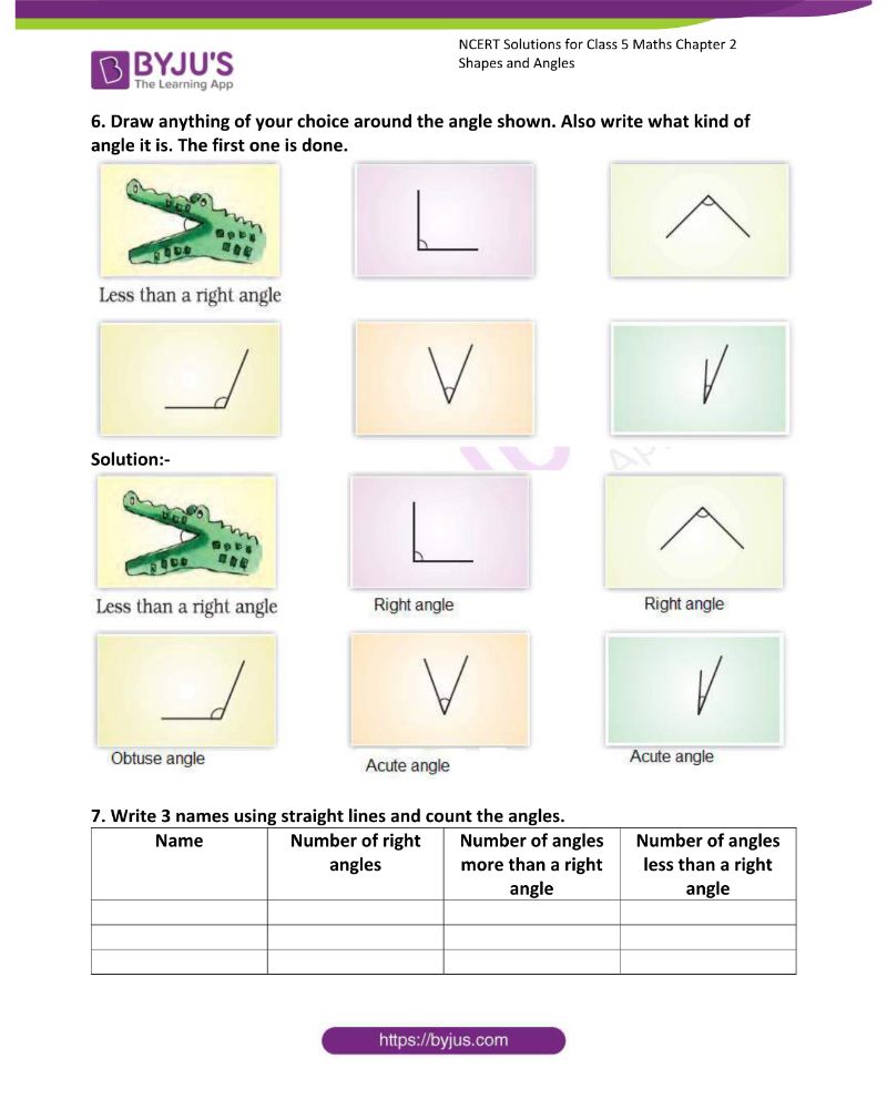 NCERT Solutions Class 5 Maths Chapter 2 Shapes And Angles - Updated For ...