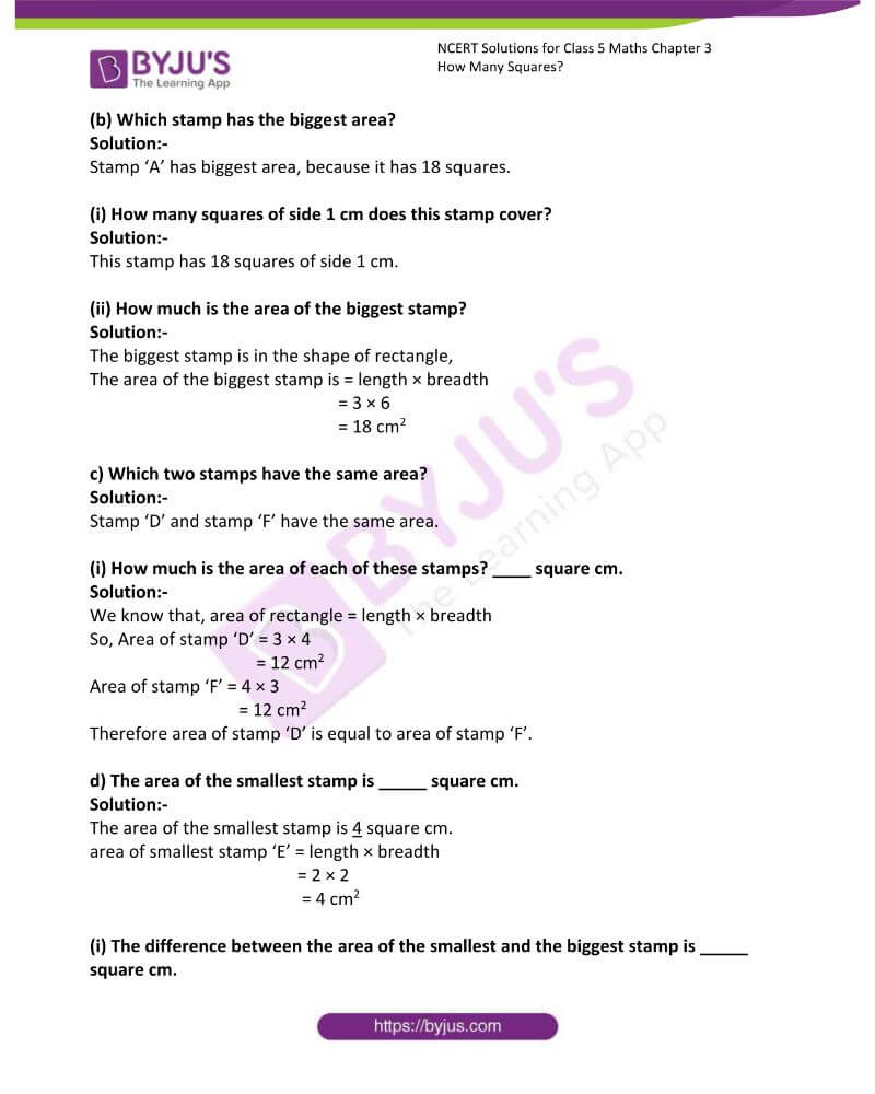 NCERT Solutions Class 5 Maths Chapter 3 How Many Squares Free PDF Download