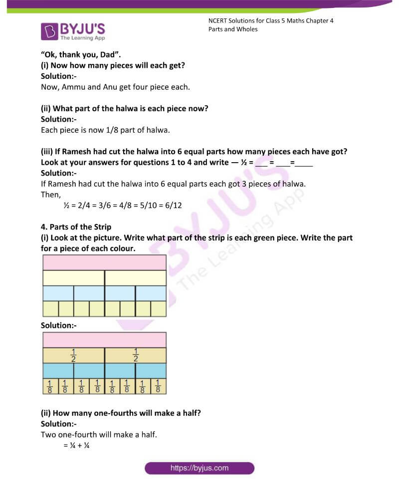 NCERT Solutions Class 5 Maths Chapter 4 Parts and Wholes - BYJU'S