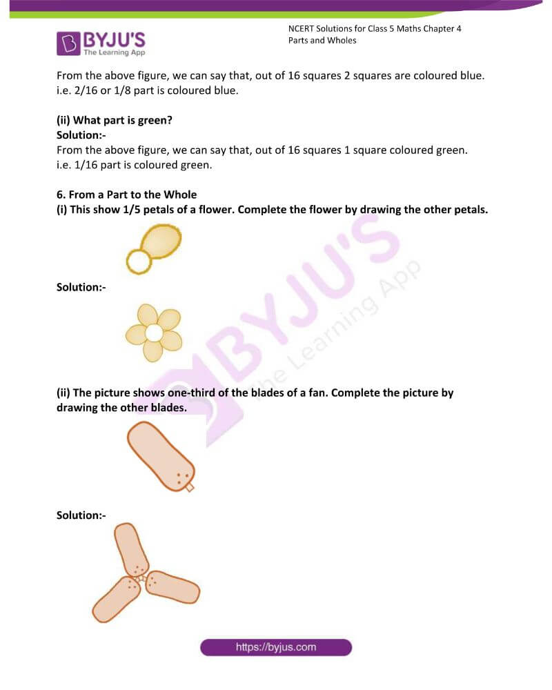 NCERT Solutions Class 5 Maths Chapter 4 Parts and Wholes - BYJU'S