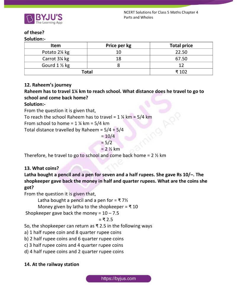 NCERT Solutions Class 5 Maths Chapter 4 Parts and Wholes - BYJU'S