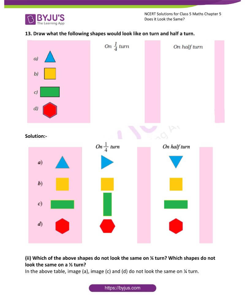 NCERT Solutions Class 5 Maths Chapter 5 Does It Look The Same - Free ...