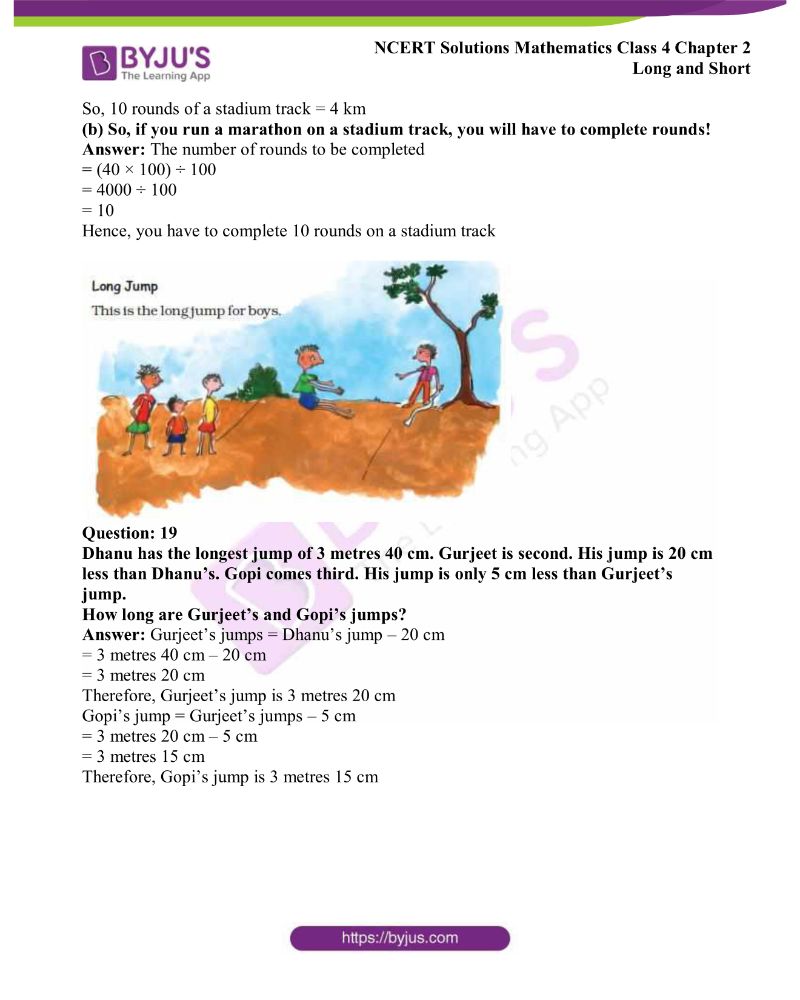 NCERT Solutions Class 4 Maths Chapter 2 Long And Short - Updated For ...