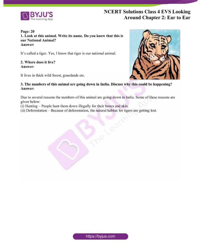 NCERT Solutions Class 4 EVS Chapter 2 Ear to Ear - Get Free PDFs