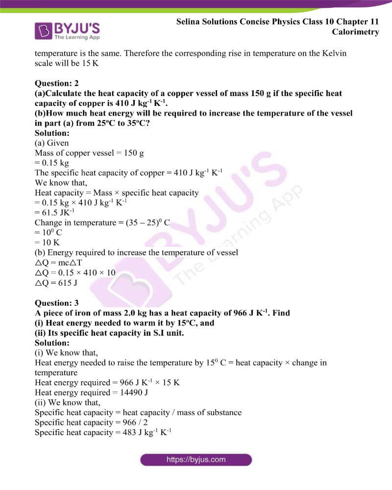 Selina Solutions Concise Physics Class 10 Chapter 11 Calorimetry Selina Solutions Concise Physics Class 10 Chapter 11 Calorimetry