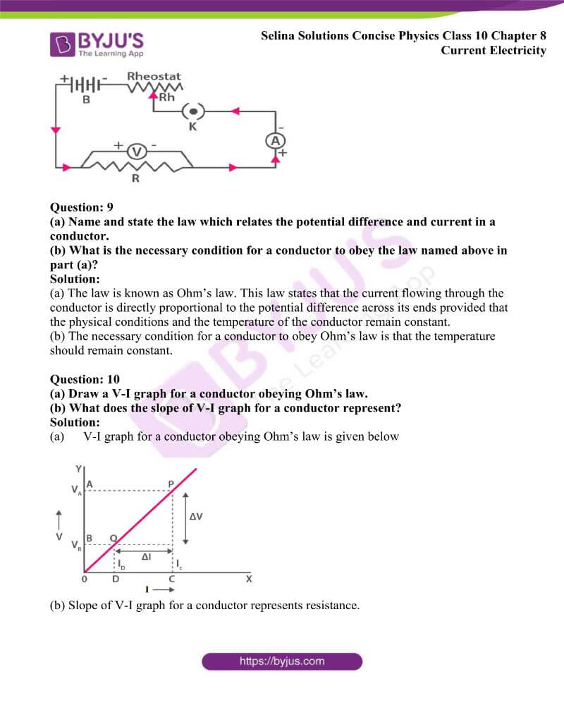 Selina Solutions Concise Physics Class 10 Chapter 8 Current Electricity