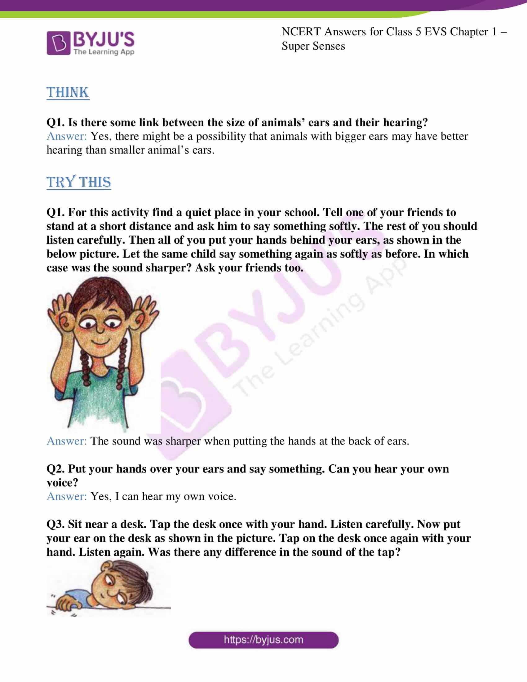 NCERT Solutions Class 5 EVS Chapter 1 Super Senses Download Free PDFs NCERT Solutions Class 5 EVS Chapter 1 Super Senses Download Free PDFs