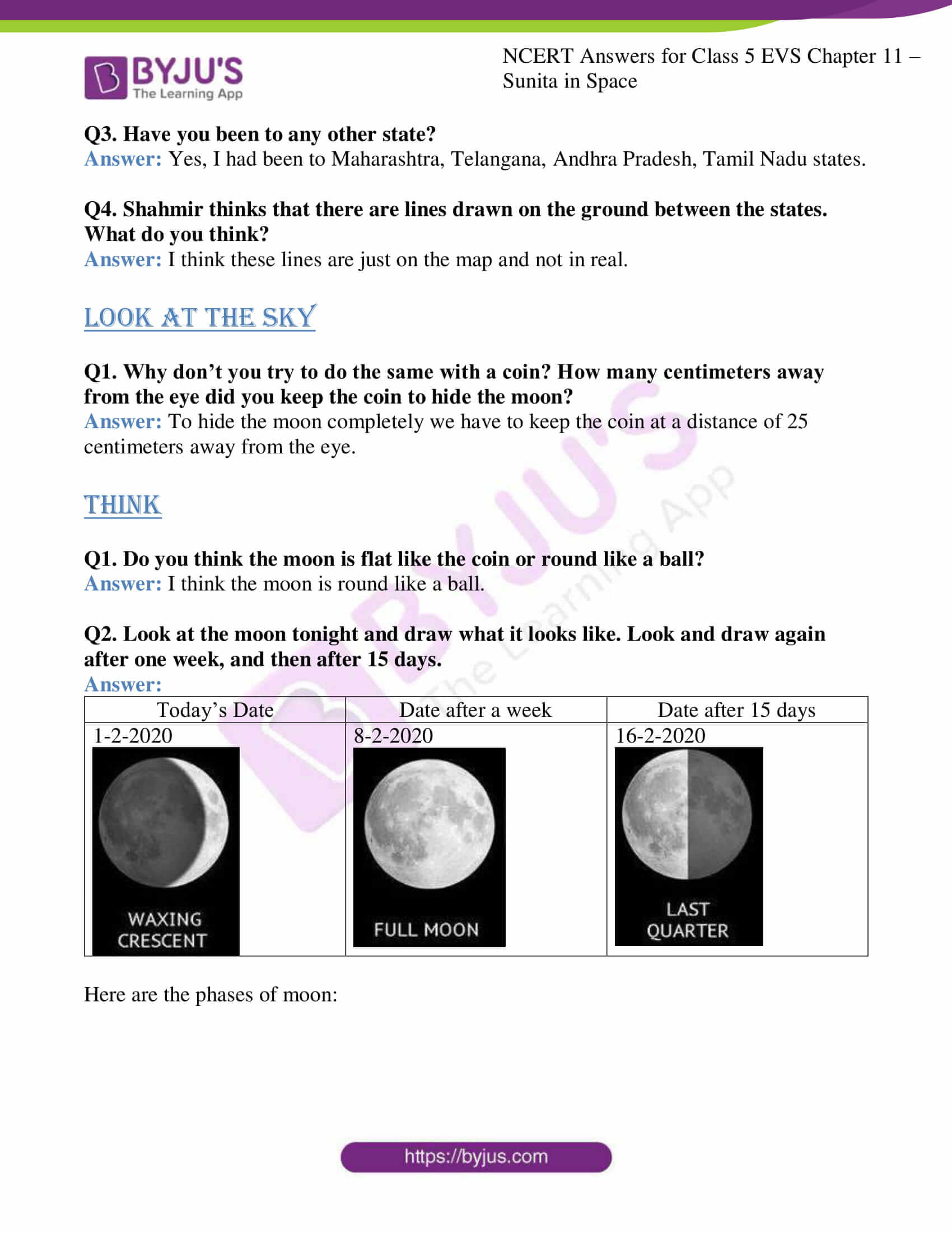 NCERT Solutions Class 5 EVS Chapter 11 Sunita In Space Free PDF Download