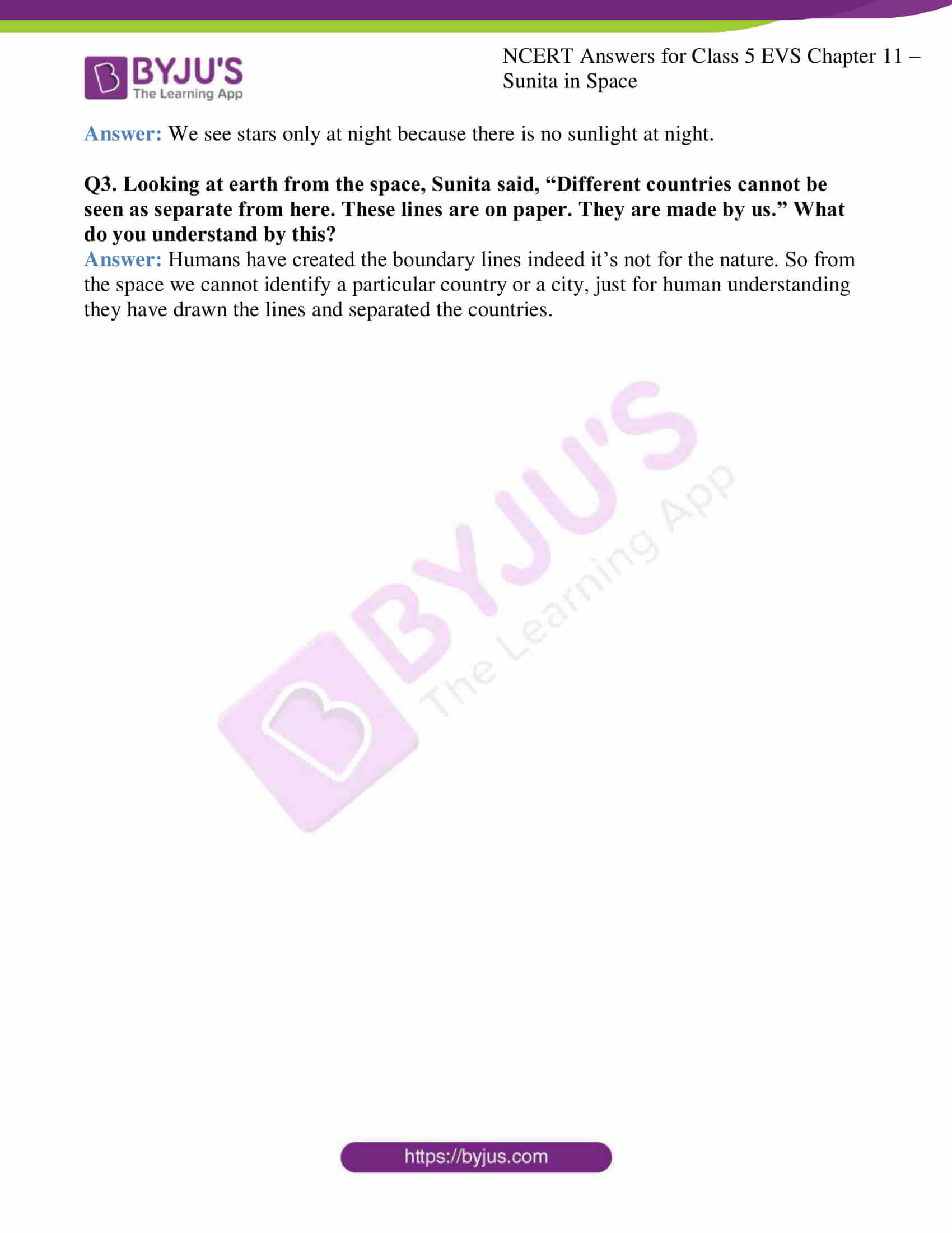 NCERT Solutions Class 5 EVS Chapter 11 Sunita in Space Free PDF Download