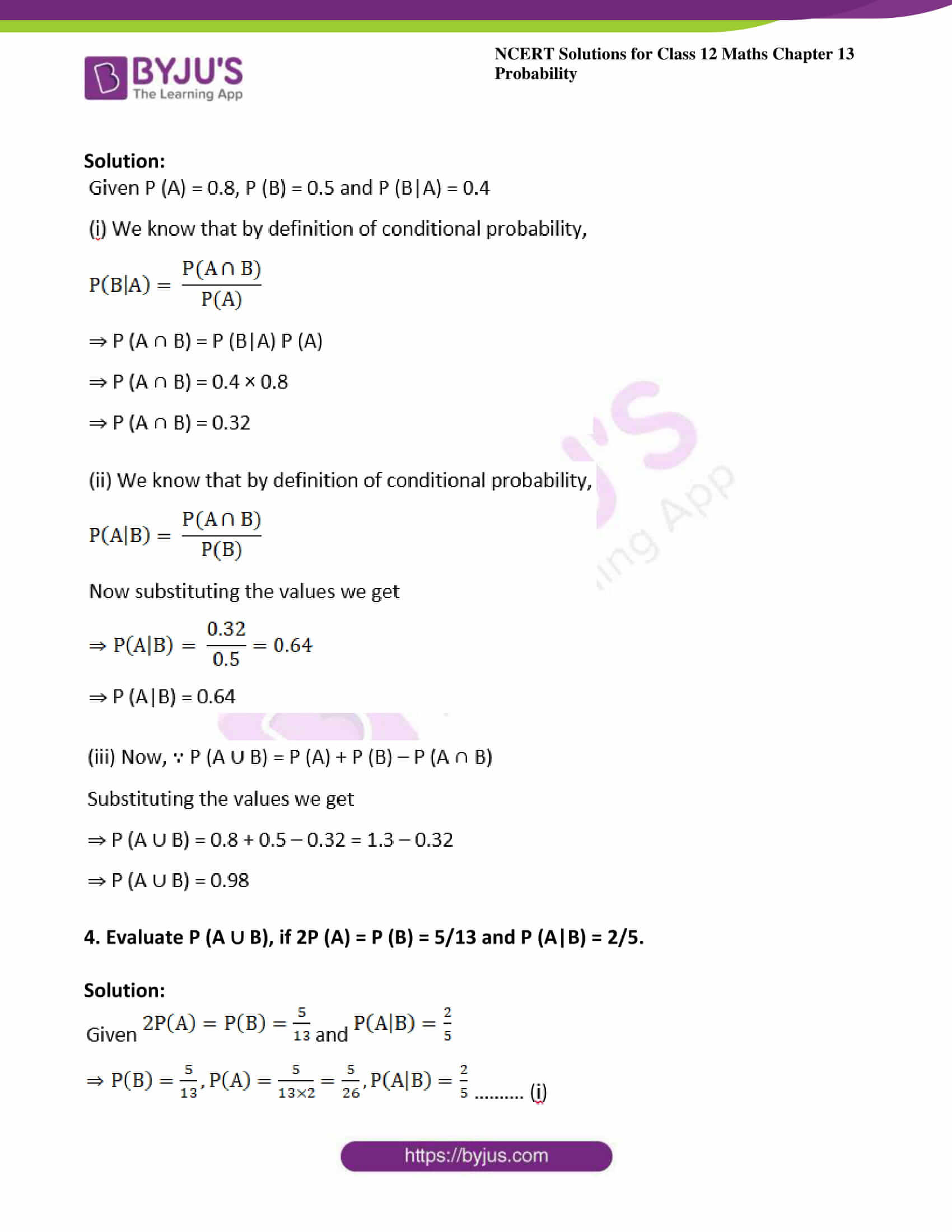 NCERT Solutions for Class 12 Maths Chapter 13 Probability