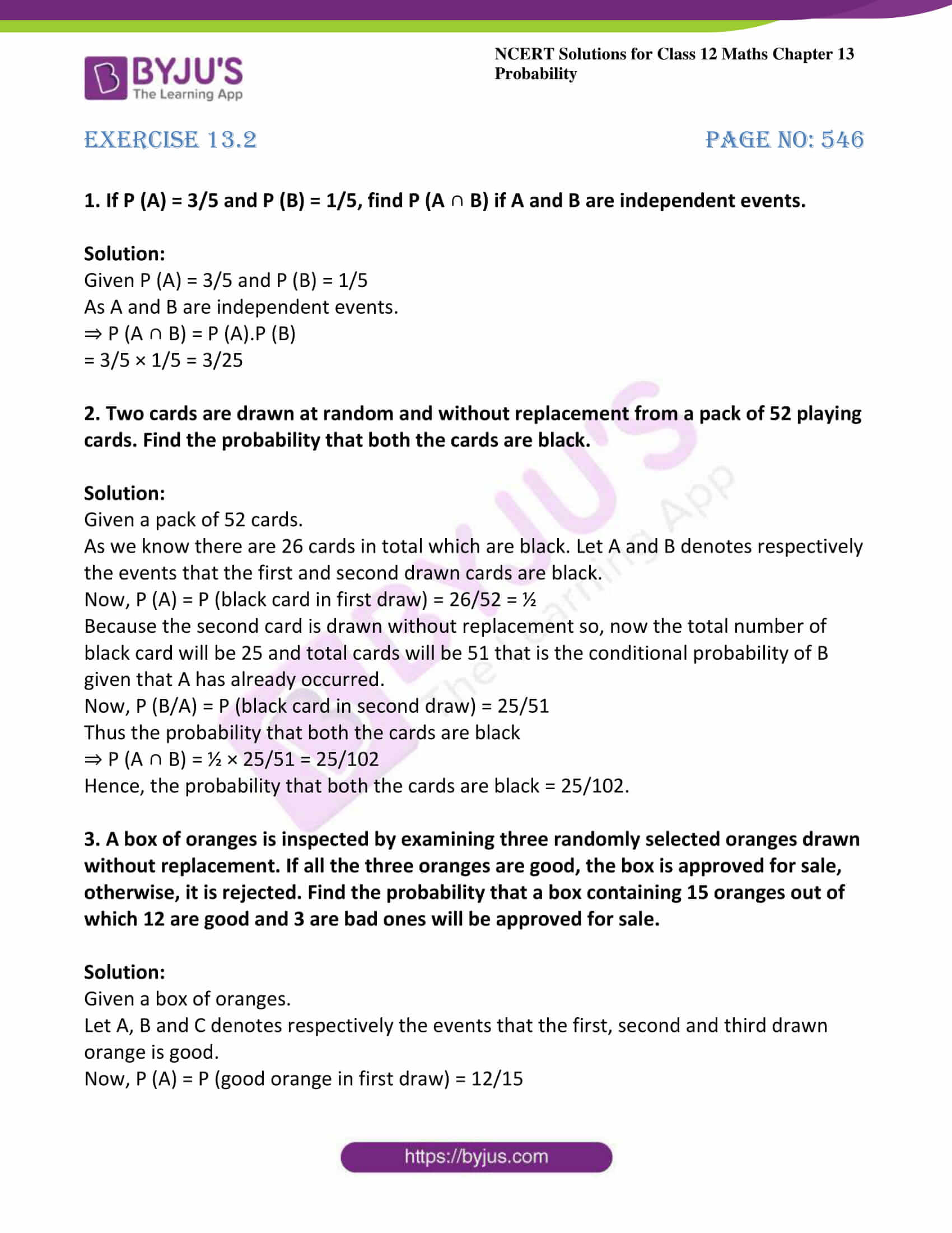 NCERT Solutions for Class 12 Maths Chapter 13 Probability