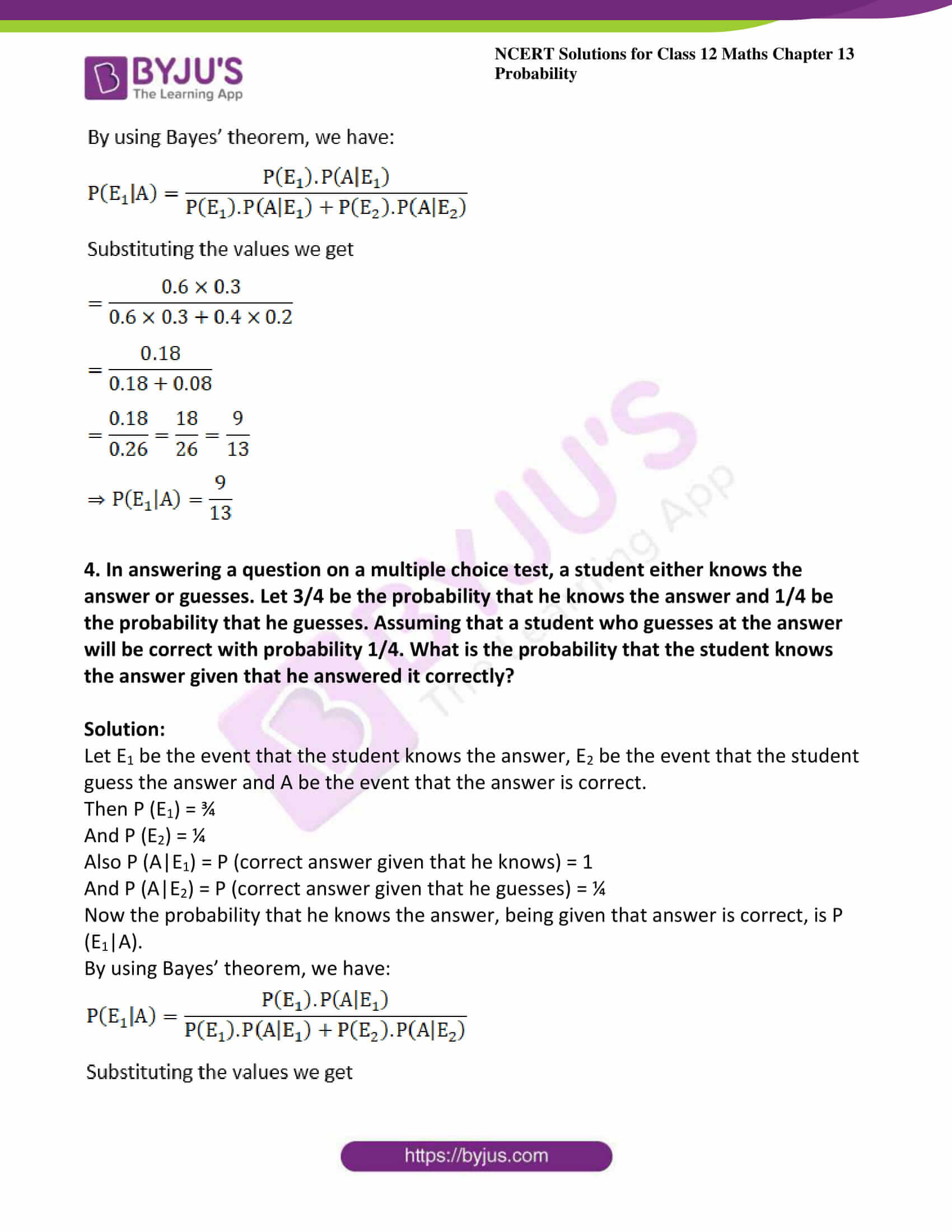 NCERT Solutions for Class 12 Maths Exercise 13.3 Chapter 13- probability