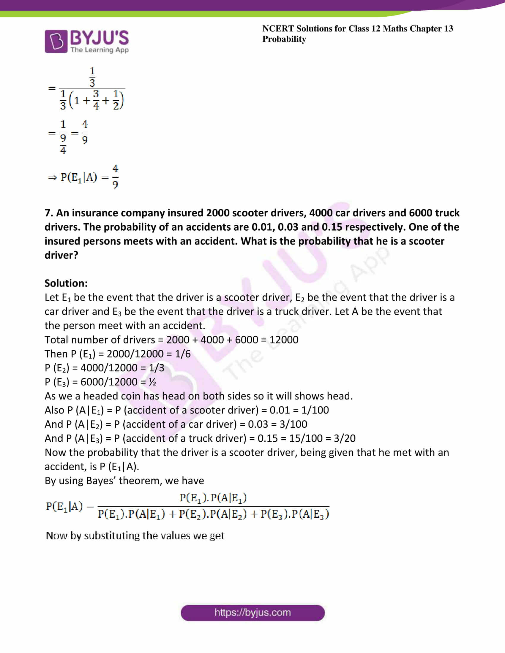 NCERT Solutions for Class 12 Maths Exercise 13.3 Chapter 13- probability