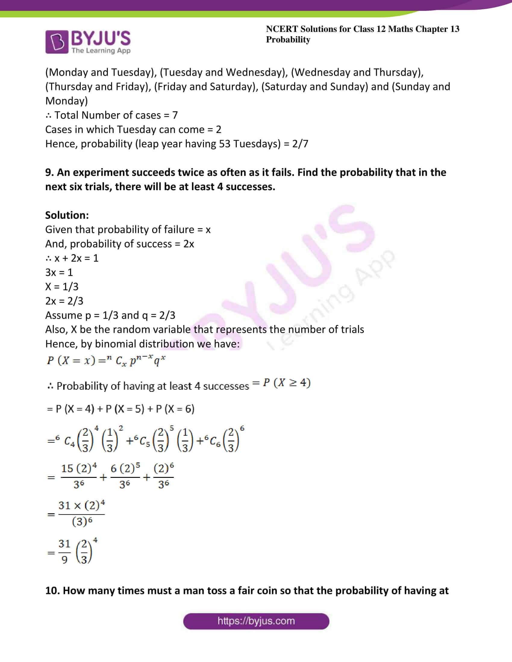 NCERT Solutions for Class 12 Maths Chapter 13 Probability