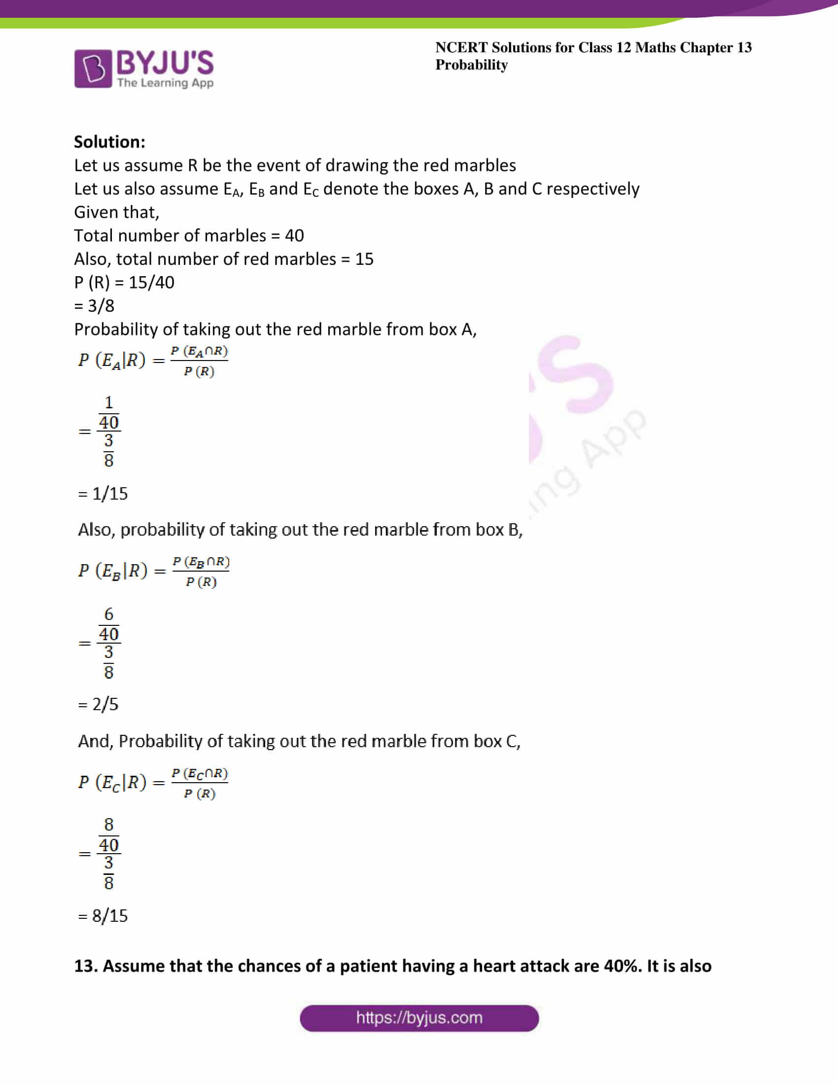 NCERT Solutions for Class 12 Maths Chapter 13 Probability