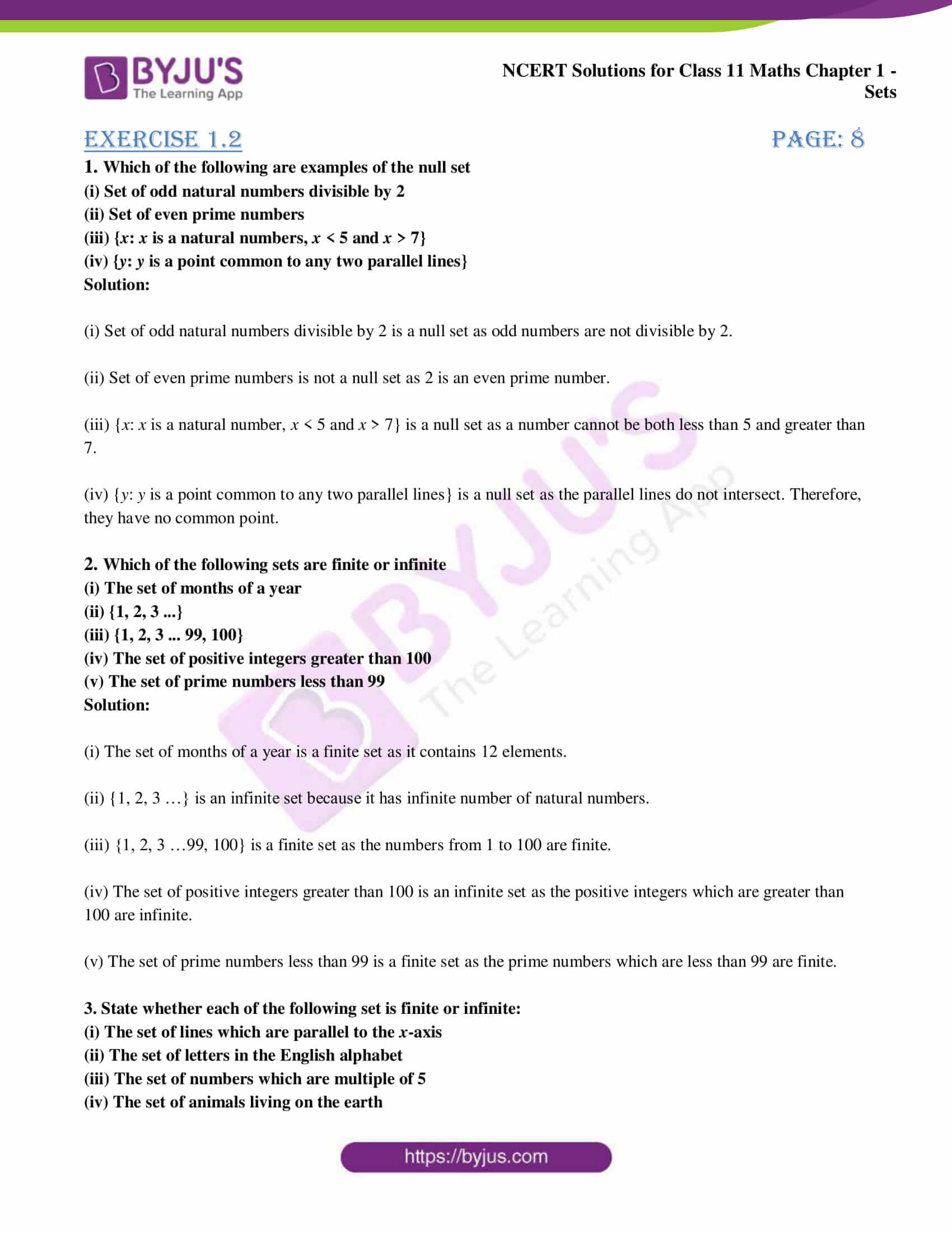 NCERT Solutions Class 11 Maths Chapter 1 Sets Free PDF Download