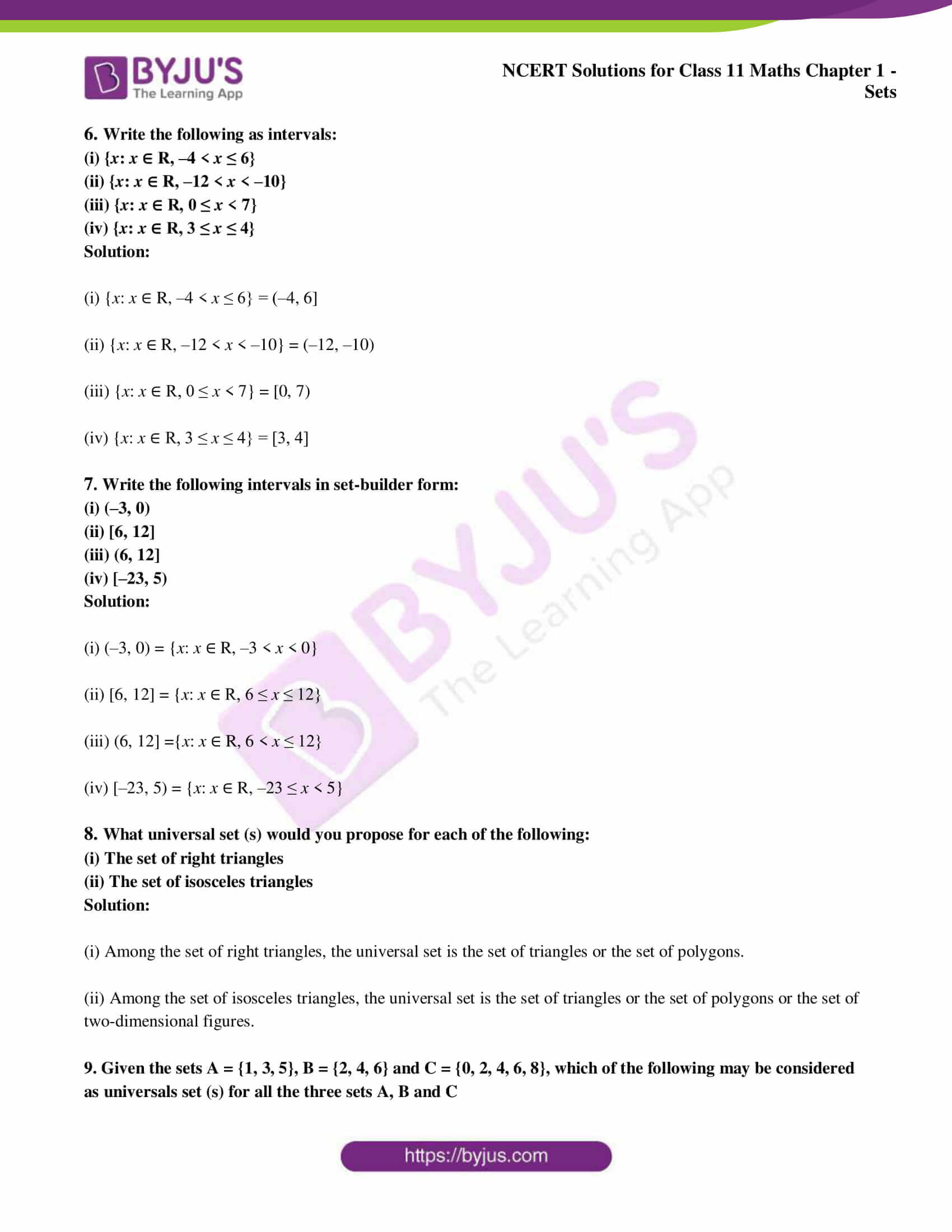 NCERT Solutions Class 11 Maths Chapter 1 Sets - Free PDF Download