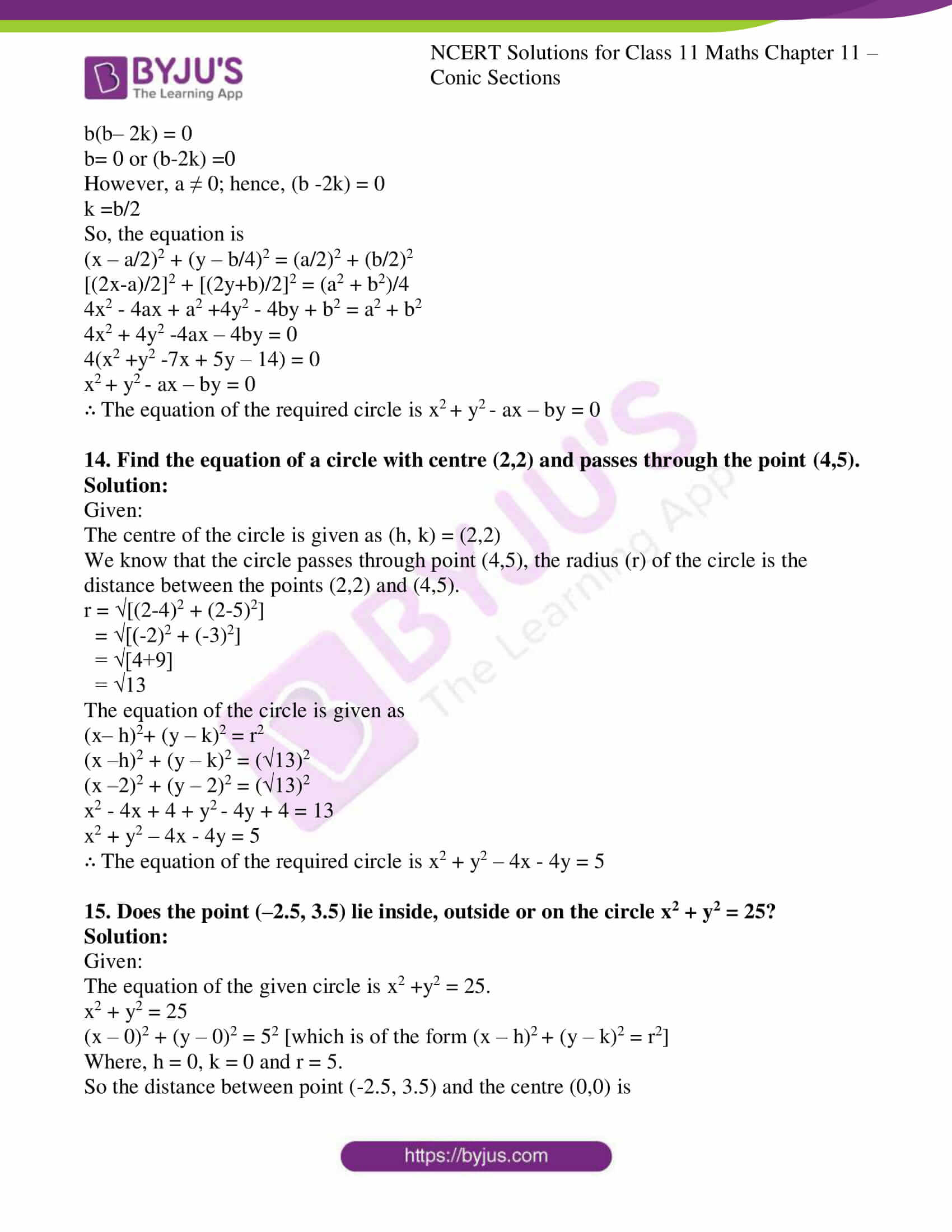 NCERT Solutions Class 11 Maths Chapter 11 Conic Sections - Free Download