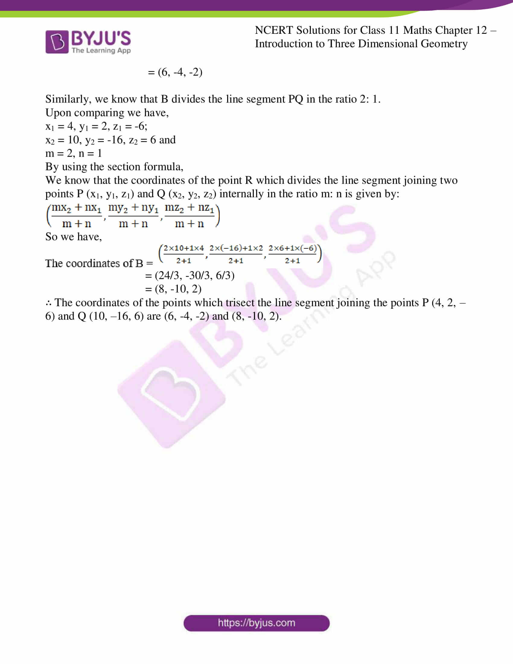 NCERT Solutions Class 11 Maths Chapter 12 Introduction to 3D Geometry ...