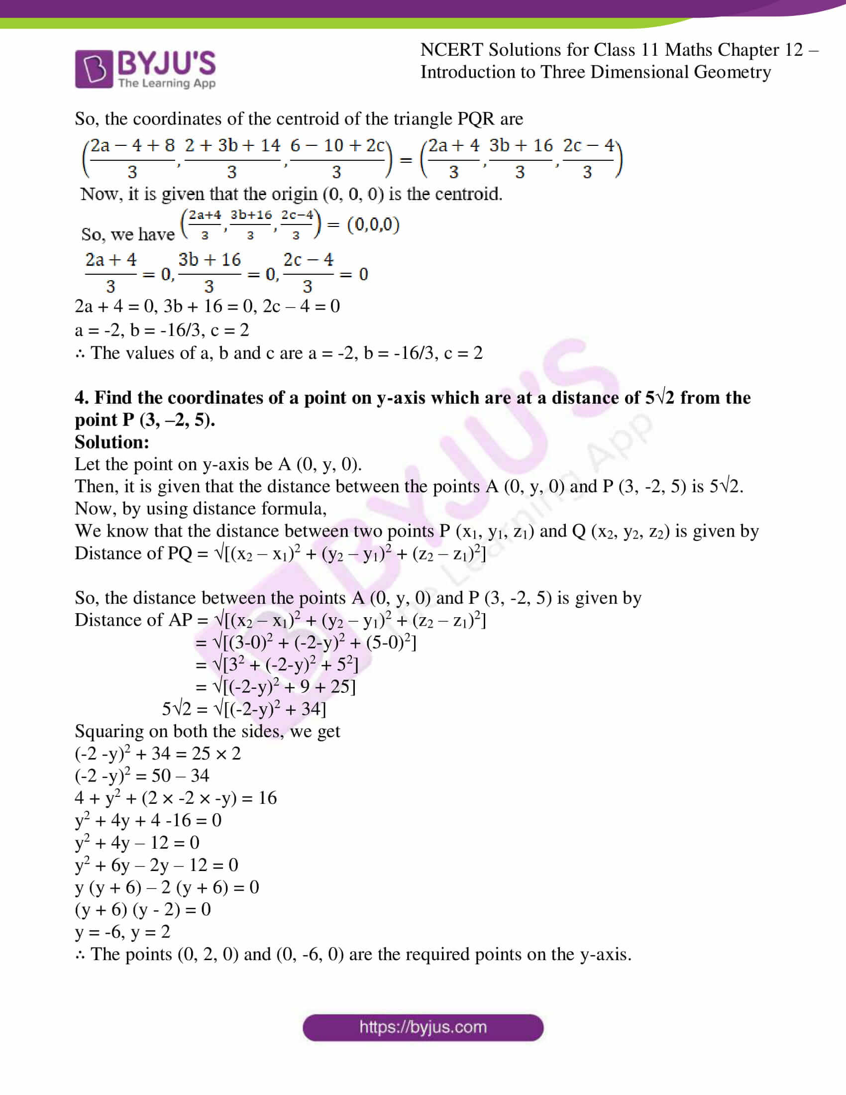 NCERT Solutions Class 11 Maths Chapter 12 Introduction to 3D Geometry ...