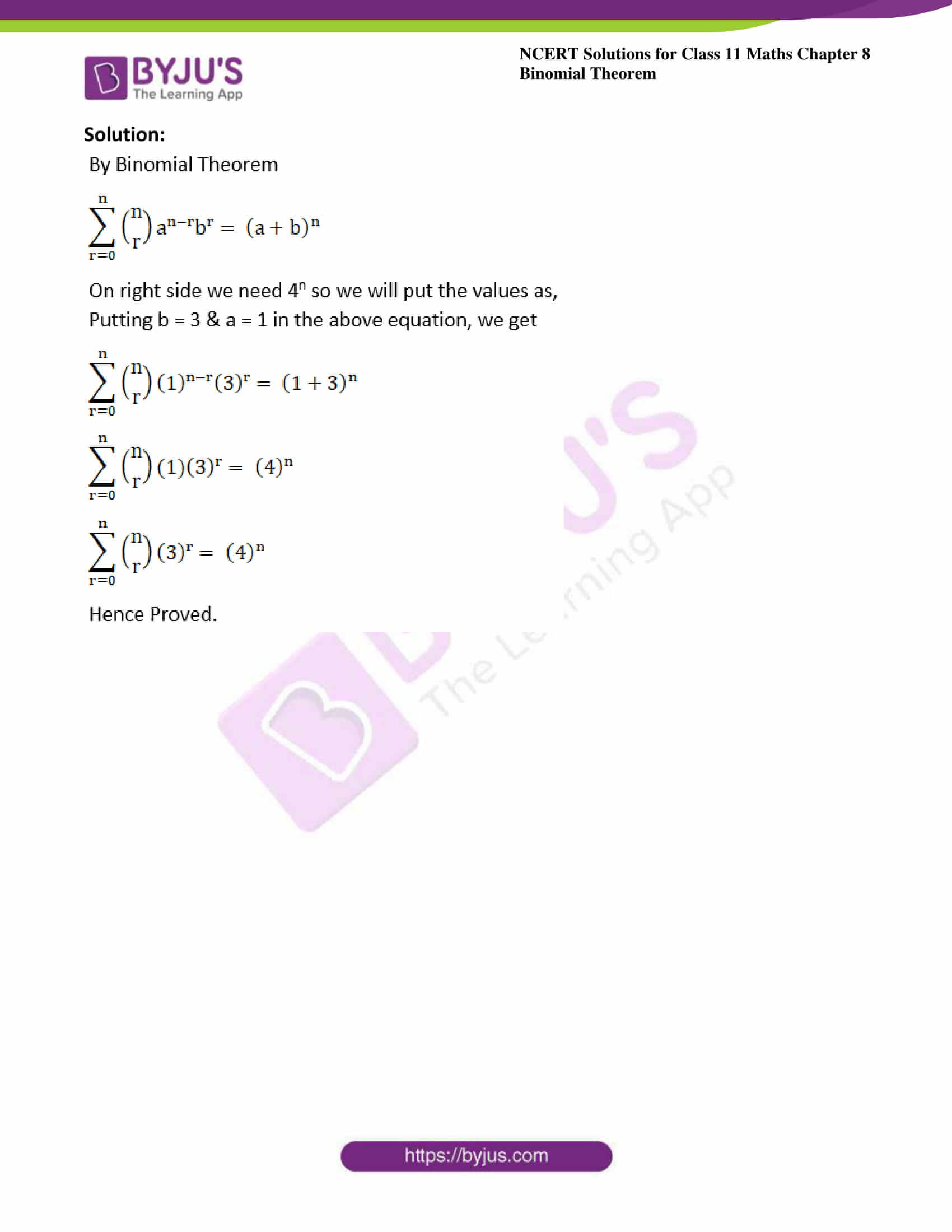 NCERT Solutions Class 11 Maths Chapter 8 Binomial Theorem - Free Download