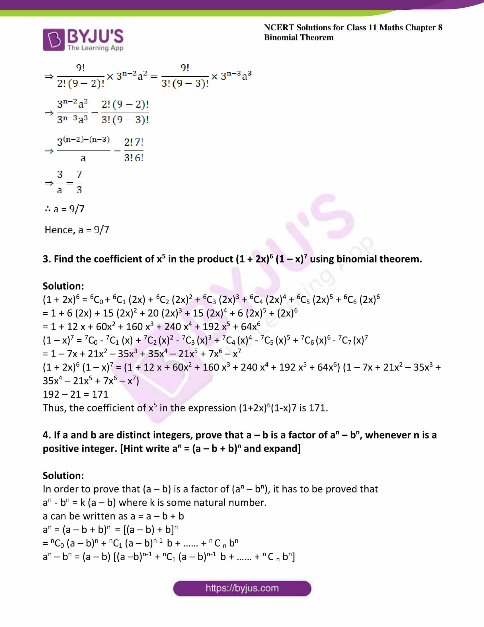 NCERT Solutions Class 11 Maths Chapter 8 Binomial Theorem Miscellaneous Exercise