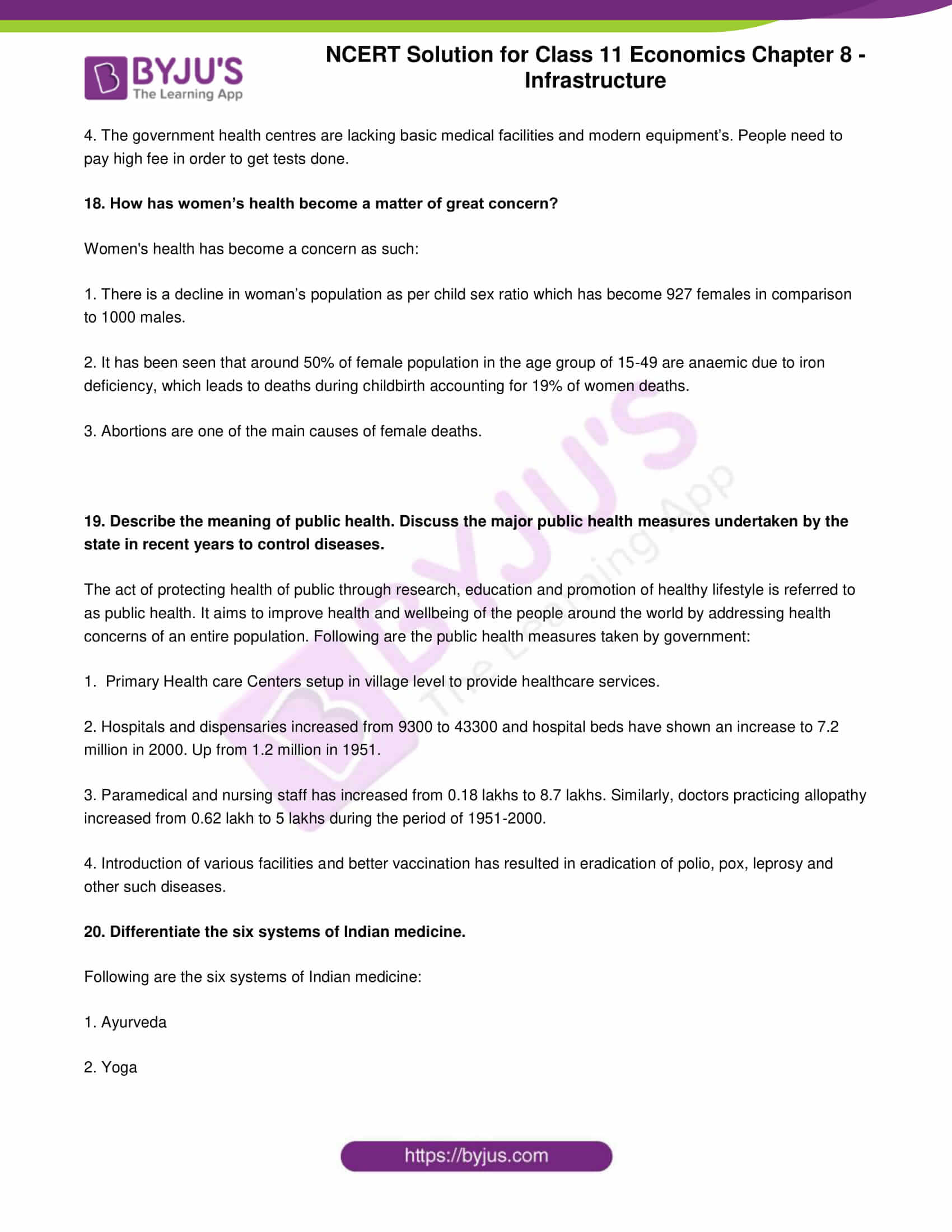 NCERT Solution For Class 11 Economics Chapter 8 Infrastructure Download ...