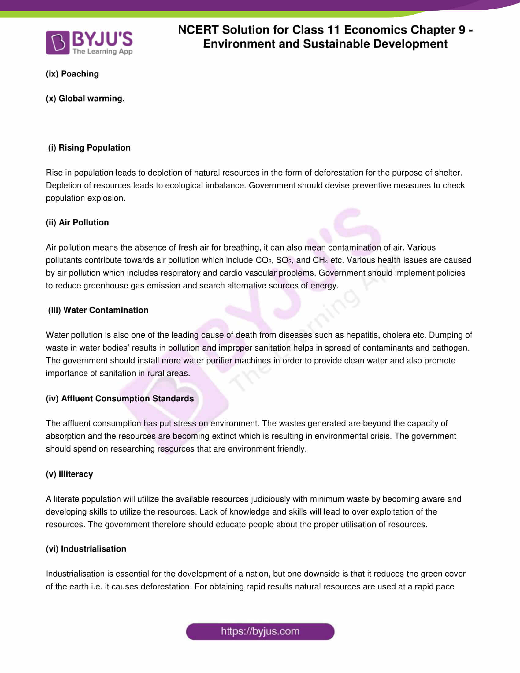 NCERT Solution For Class 11 Economics Chapter 9 Environment And ...