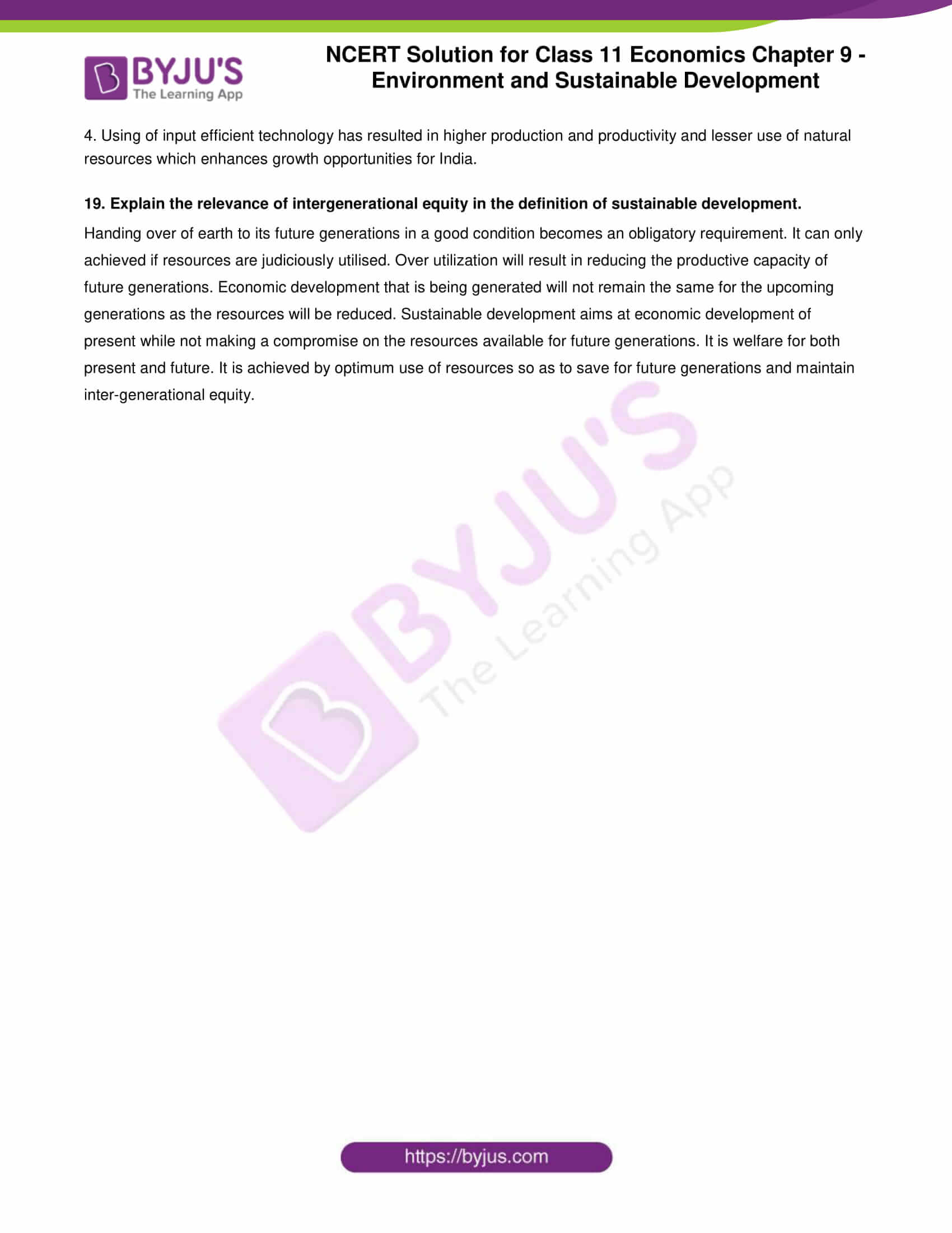 NCERT Solution For Class 11 Economics Chapter 9 Environment And ...