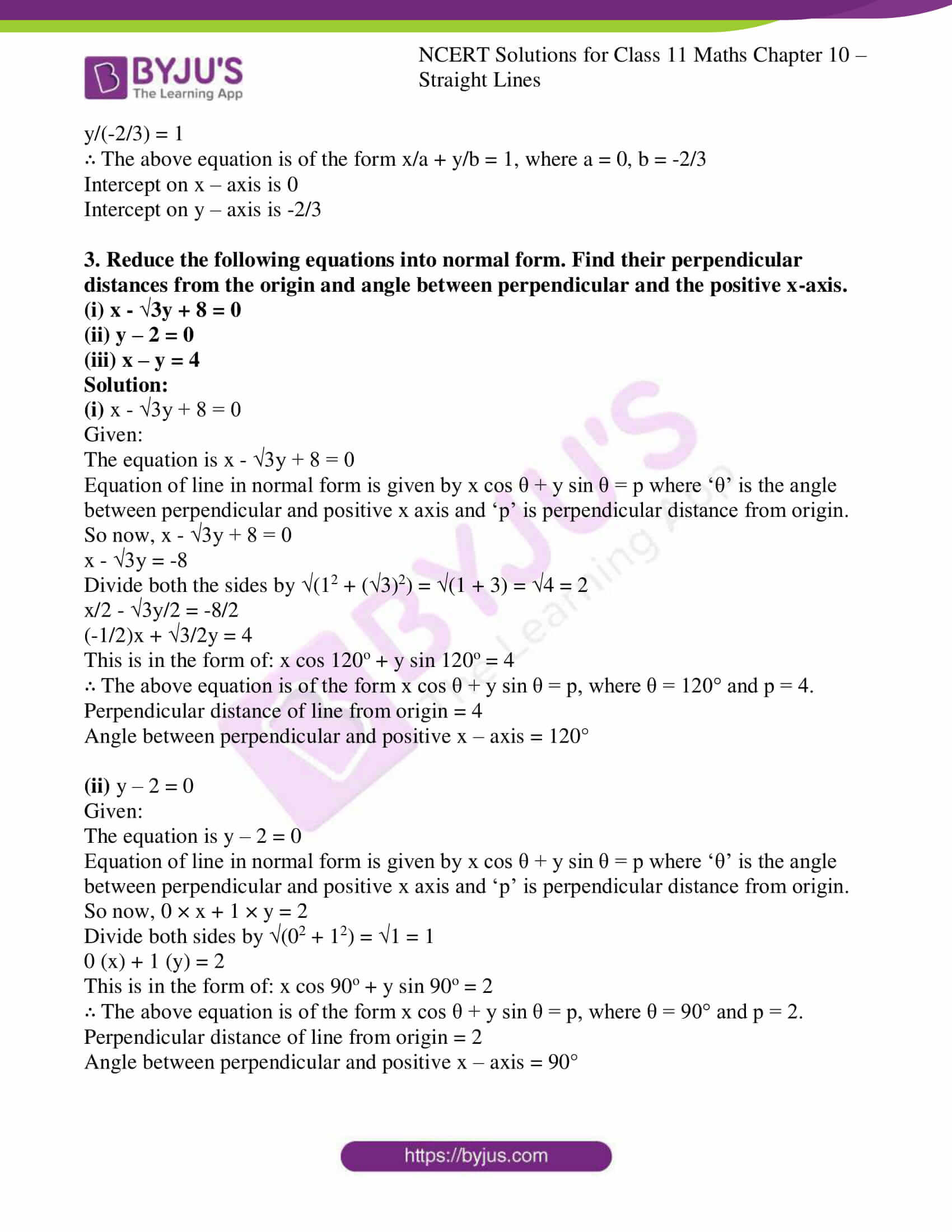 NCERT Solutions for Class 11 Maths Chapter 10 Straight Lines Ex 10.3