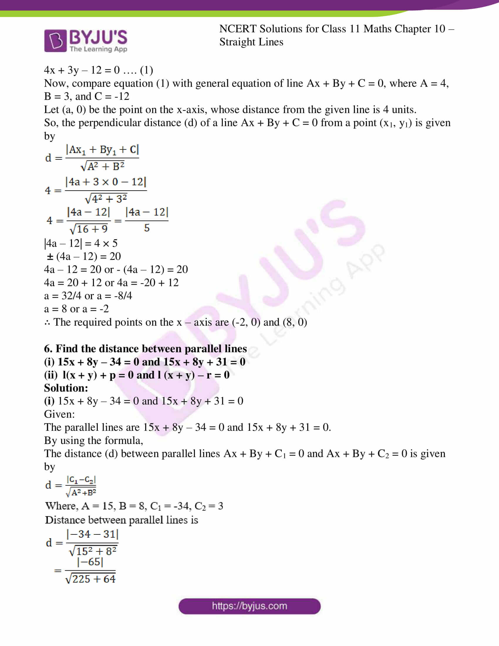 NCERT Solutions for Class 11 Maths Chapter 10 Straight Lines