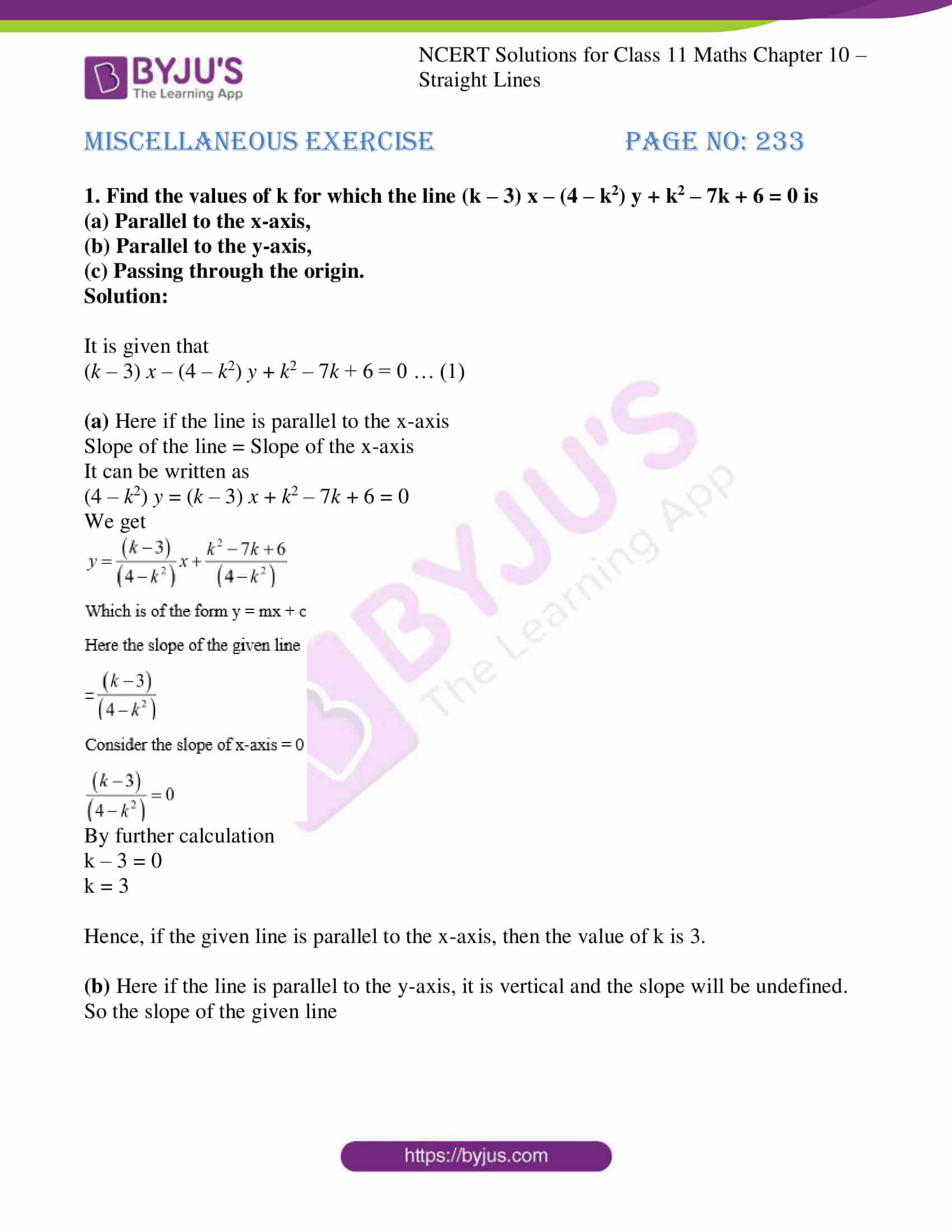 NCERT Solutions for Class 11 Maths Chapter 10 Straight Lines