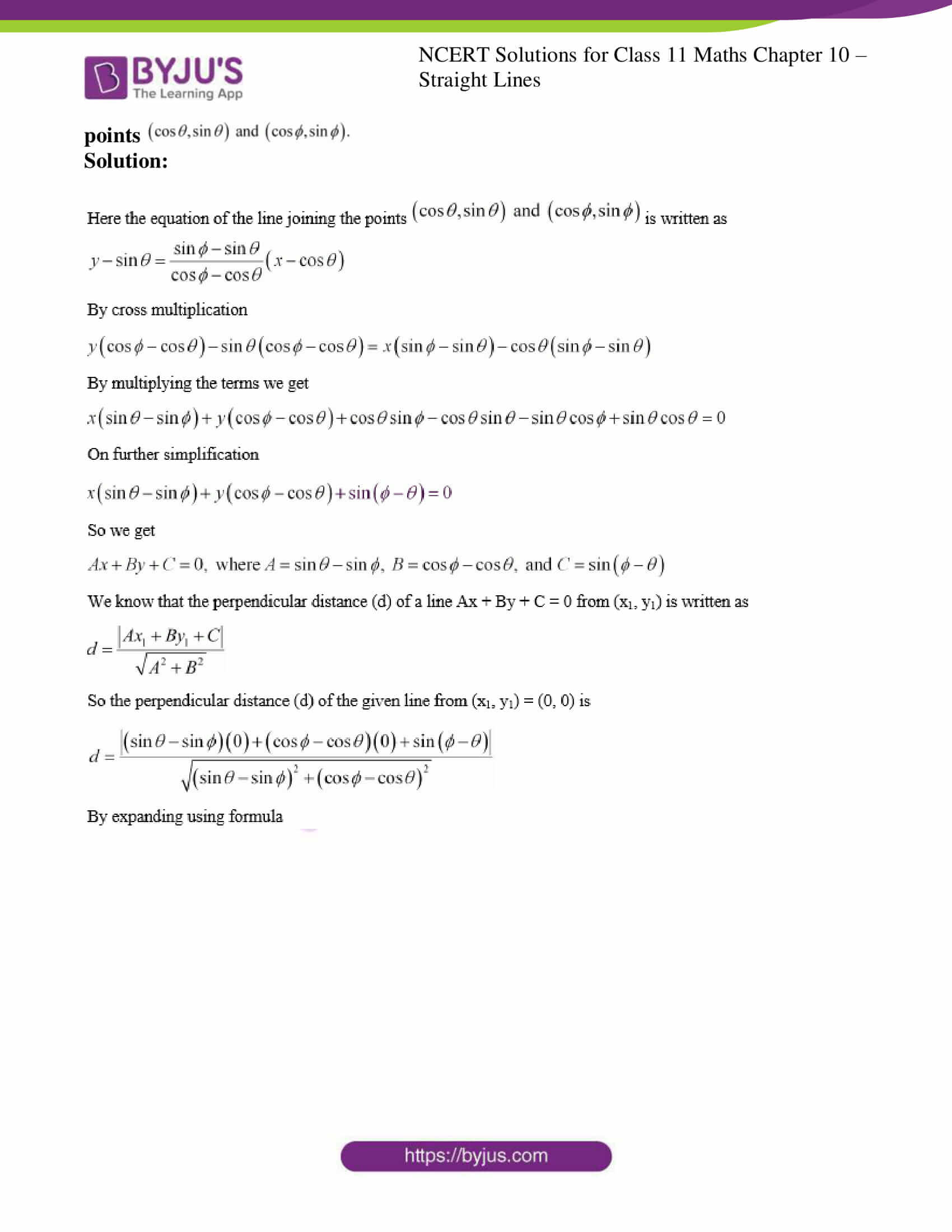 NCERT Solutions for Class 11 Maths Chapter 10 Straight Lines ...