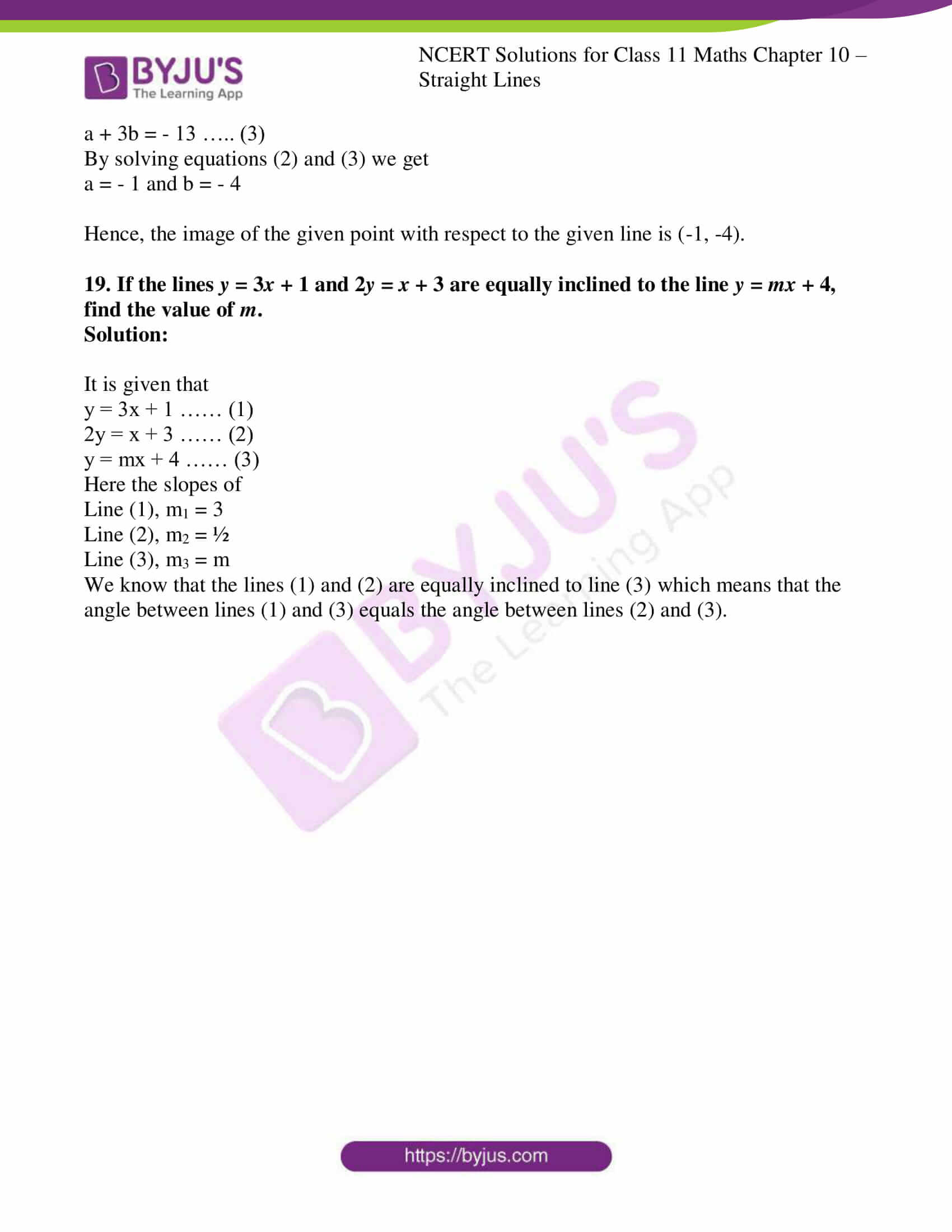 NCERT Solutions for Class 11 Maths Chapter 10 Straight Lines ...
