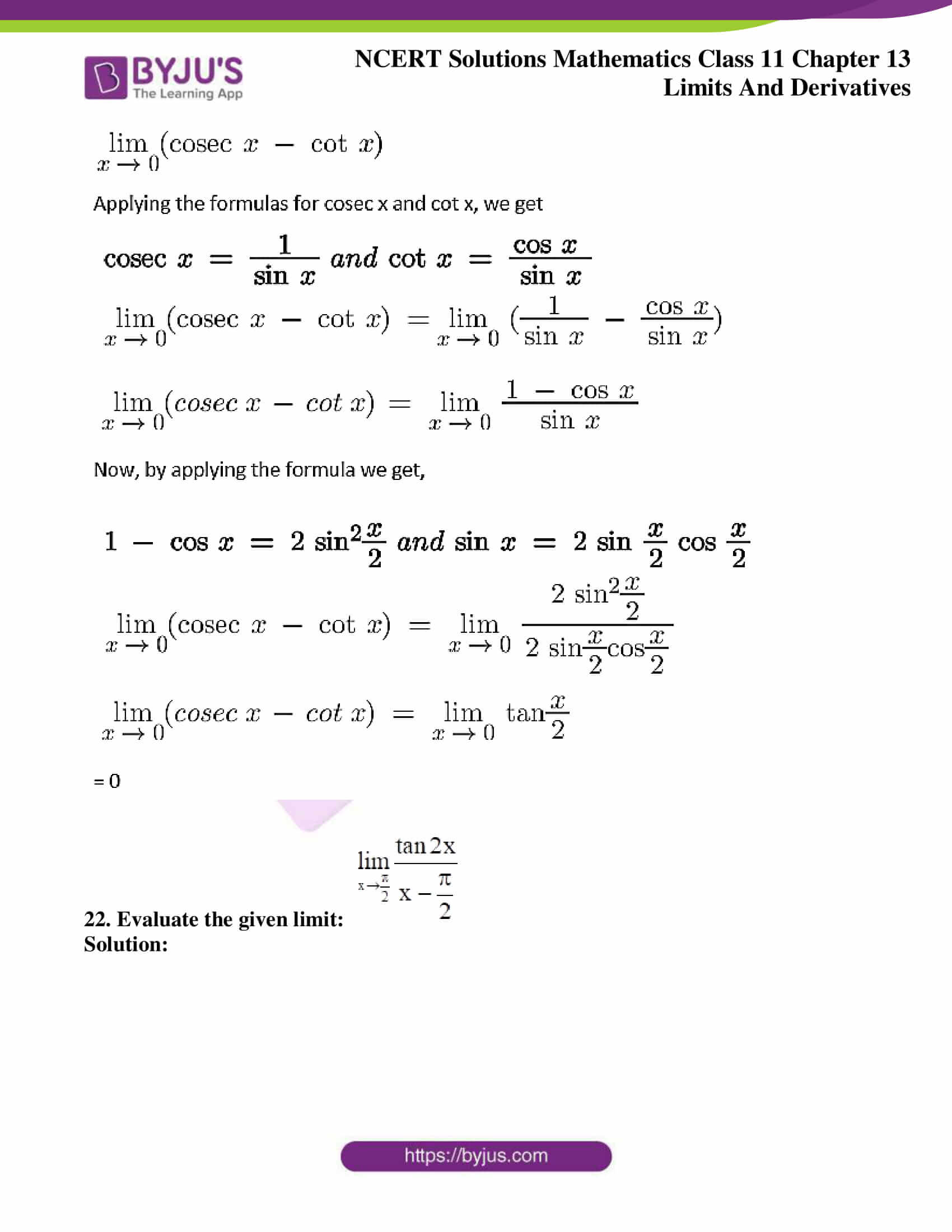 Ncert Solutions Class 11 Maths Chapter 13 Limits And Derivatives