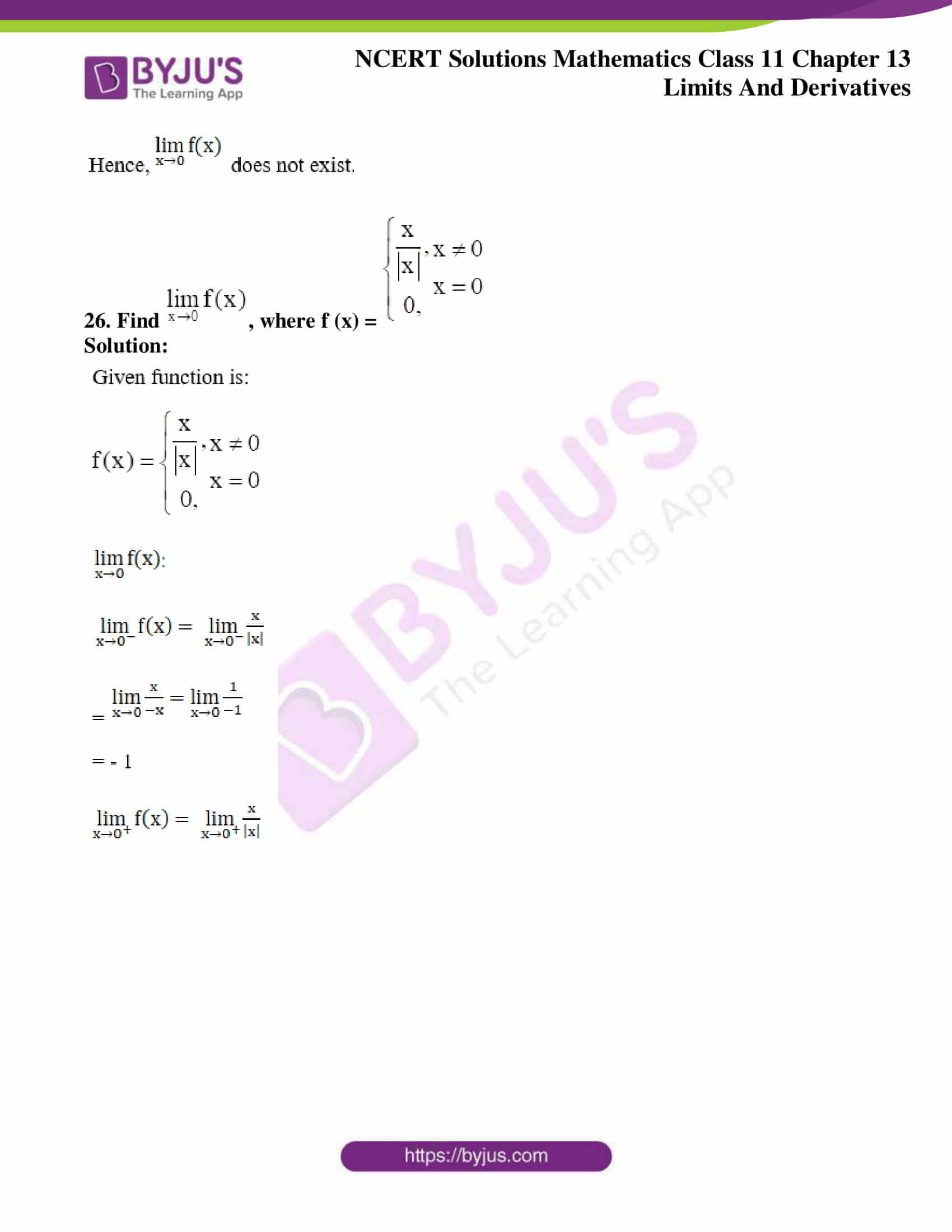 NCERT Solutions Class 11 Maths Chapter 13 Limits and Derivatives