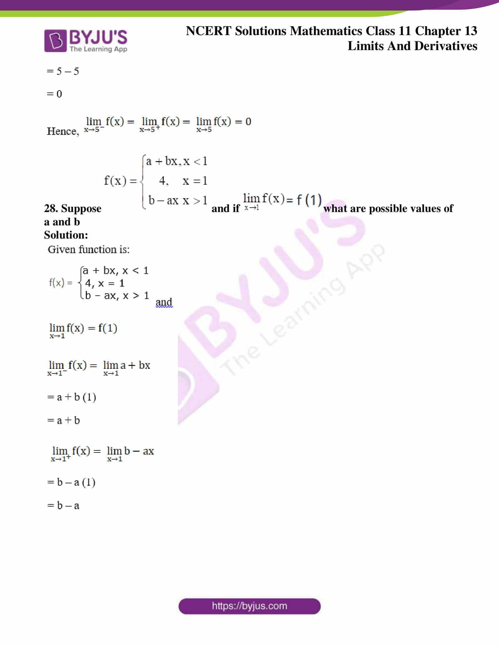 NCERT Solutions Class 11 Maths Chapter 13 Limits and Derivatives