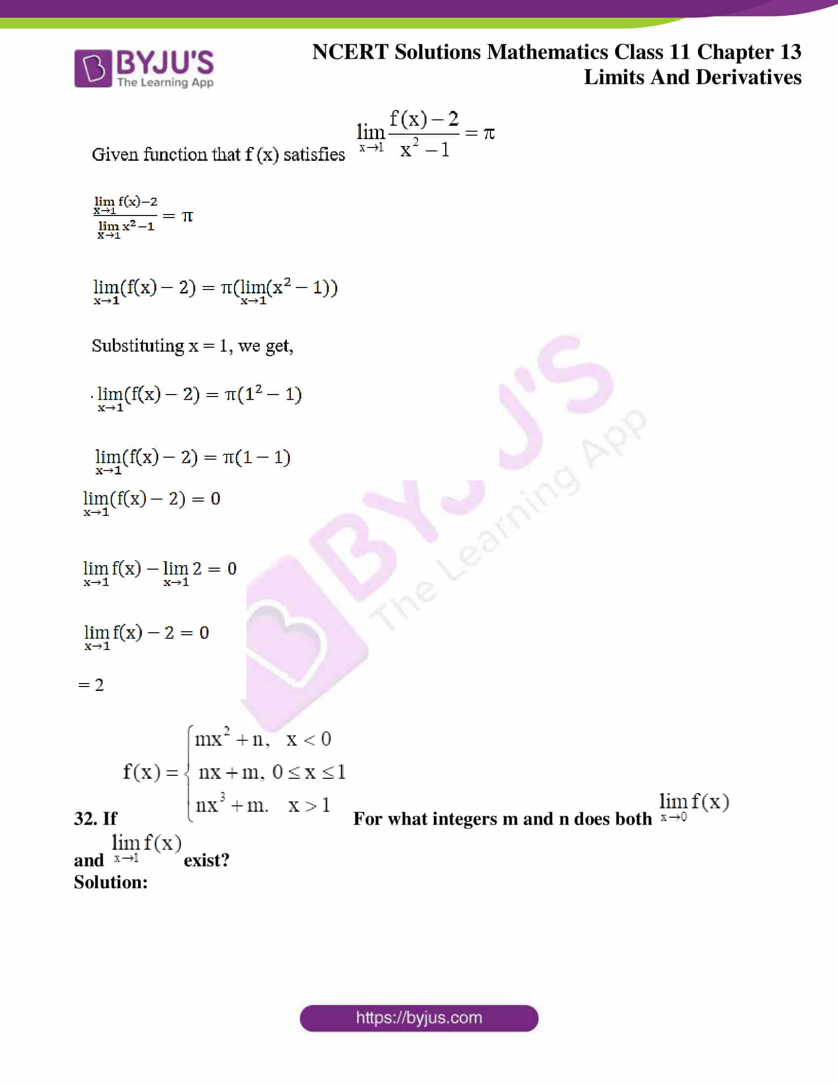 NCERT Solutions Class 11 Maths Chapter 13 Limits and Derivatives