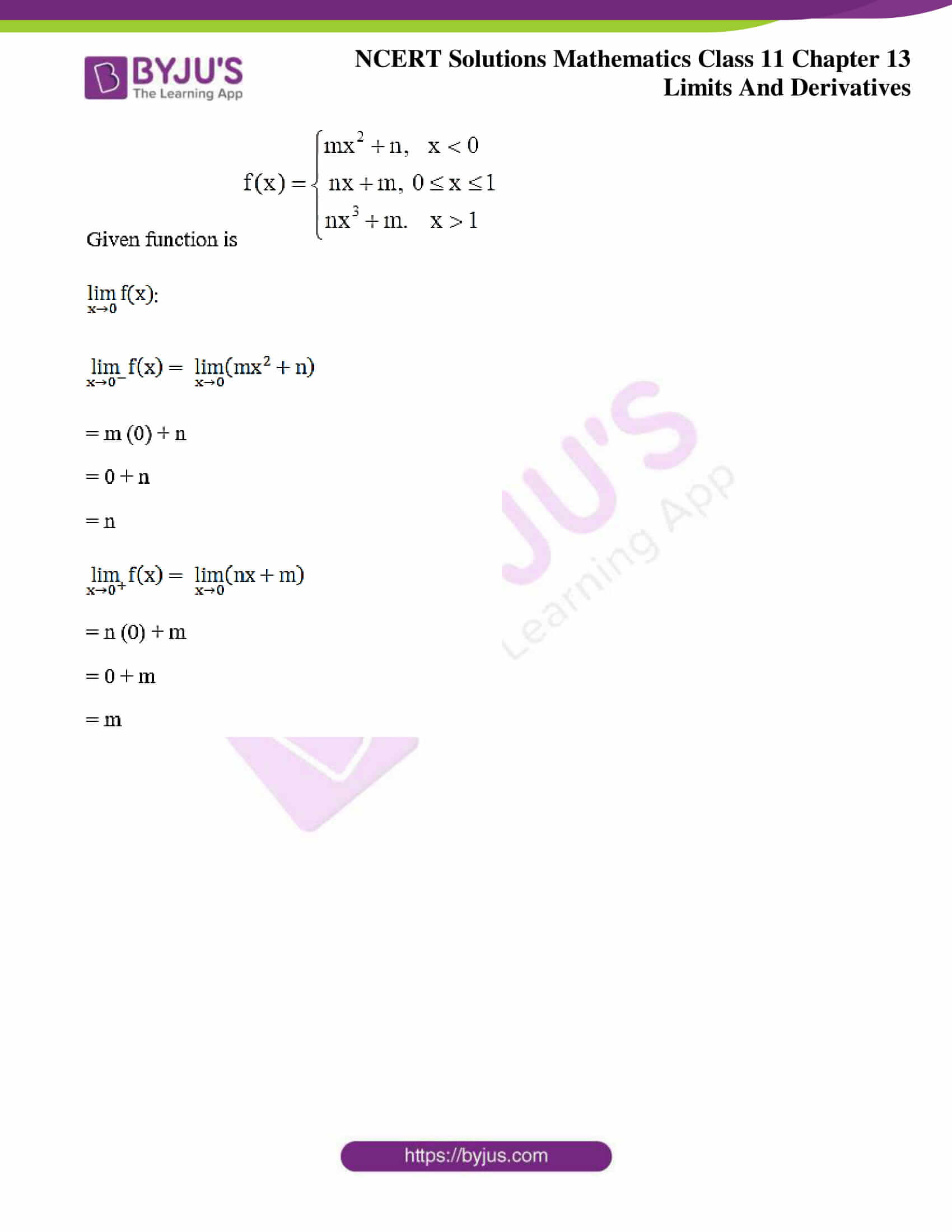 NCERT Solutions Class 11 Maths Chapter 13 Limits and Derivatives