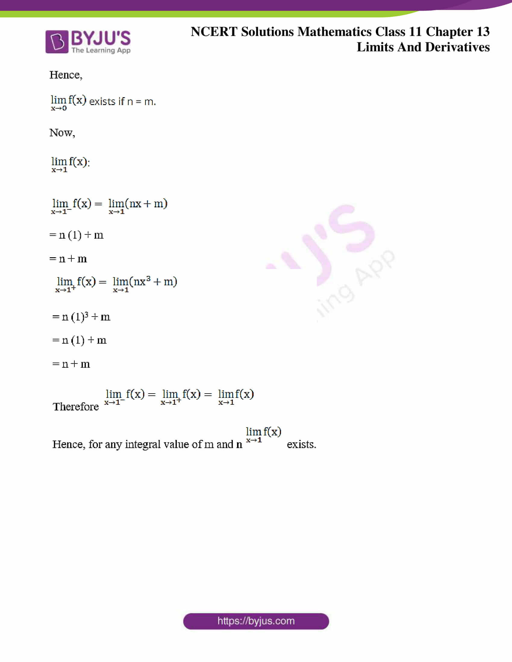 NCERT Solutions Class 11 Maths Chapter 13 Limits and Derivatives
