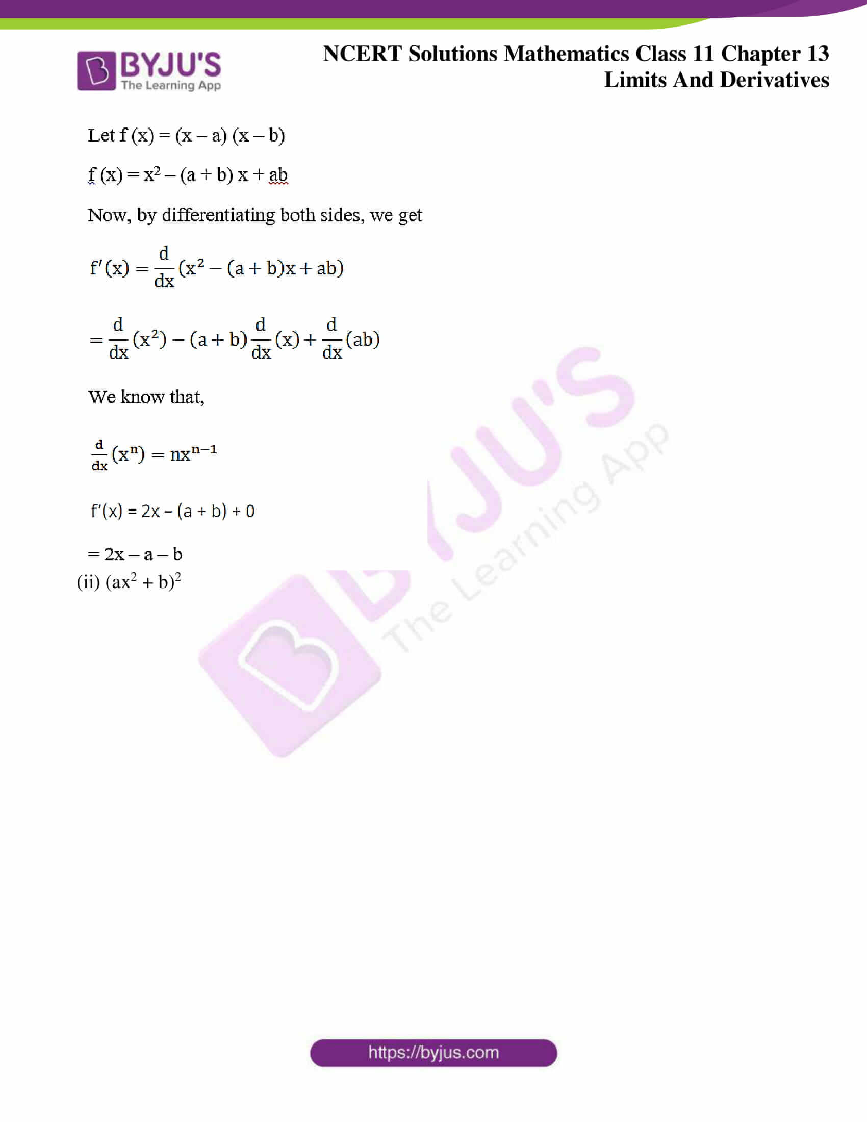 NCERT Solutions Class 11 Maths Chapter 13 Limits and Derivatives
