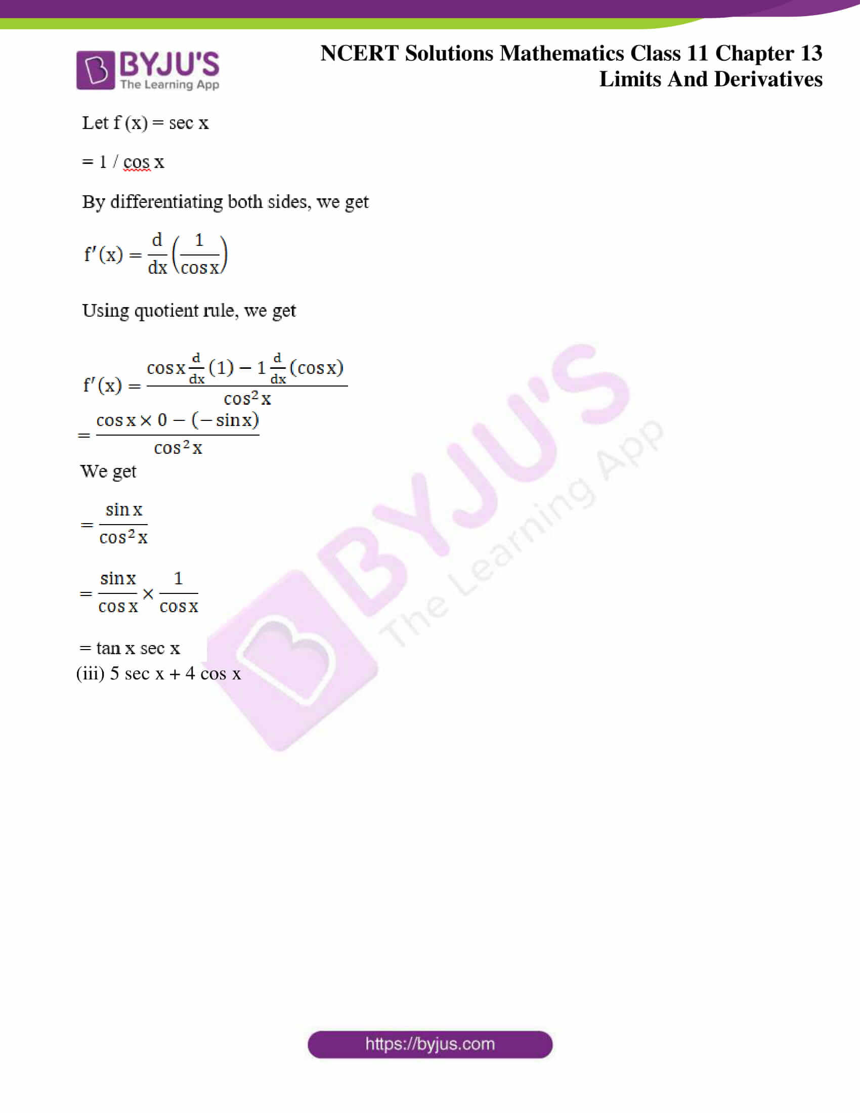 NCERT Solutions Class 11 Maths Chapter 13 Limits and Derivatives