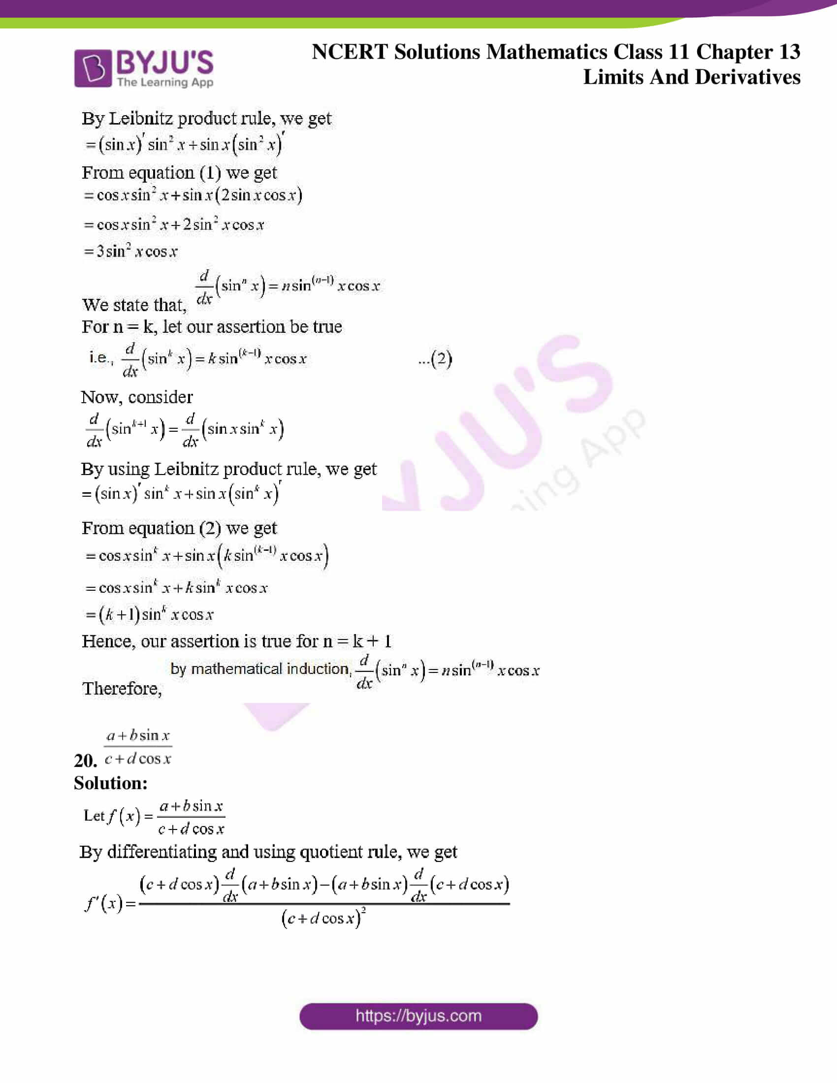 NCERT Solutions Class 11 Maths Chapter 13 Limits and Derivatives