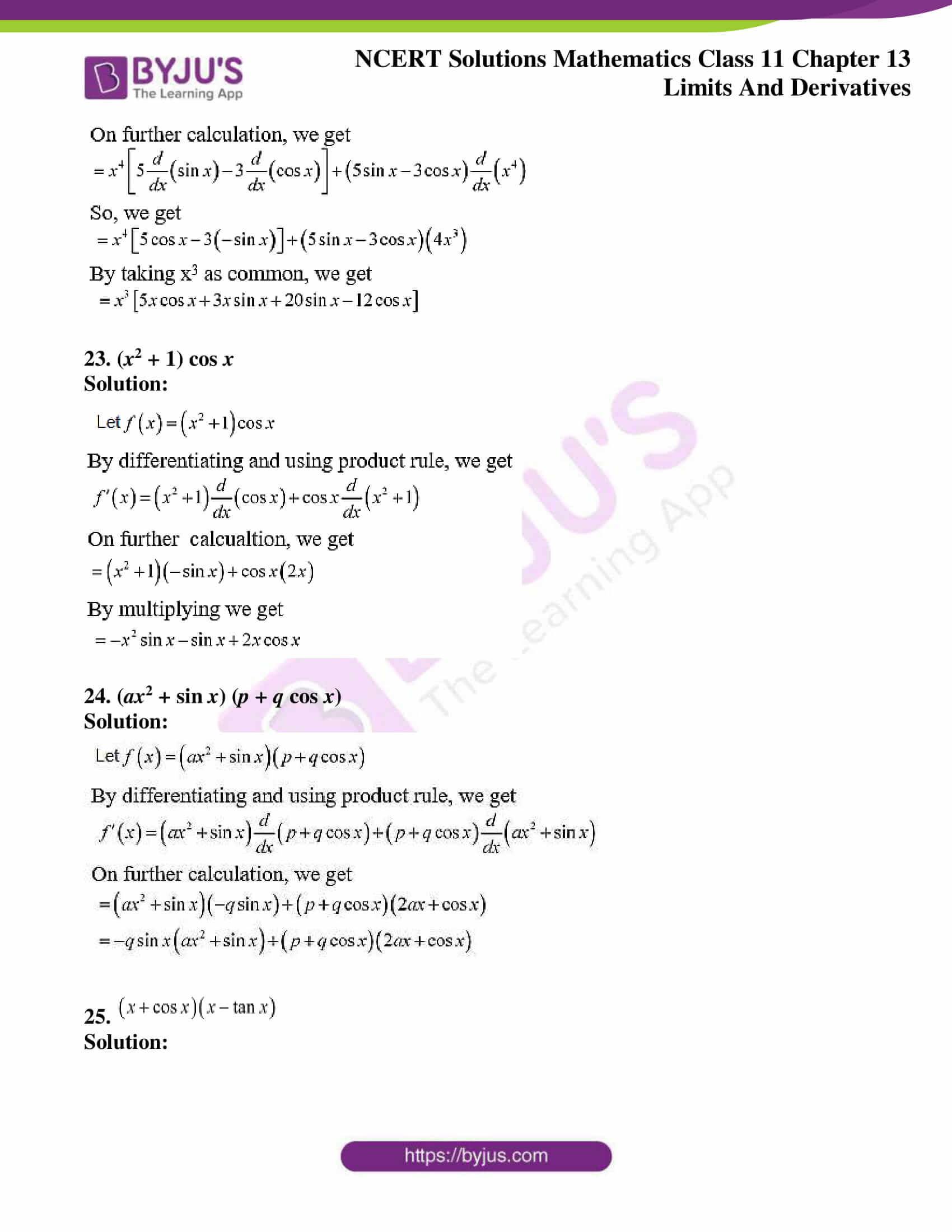 NCERT Solutions Class 11 Maths Chapter 13 Limits and Derivatives