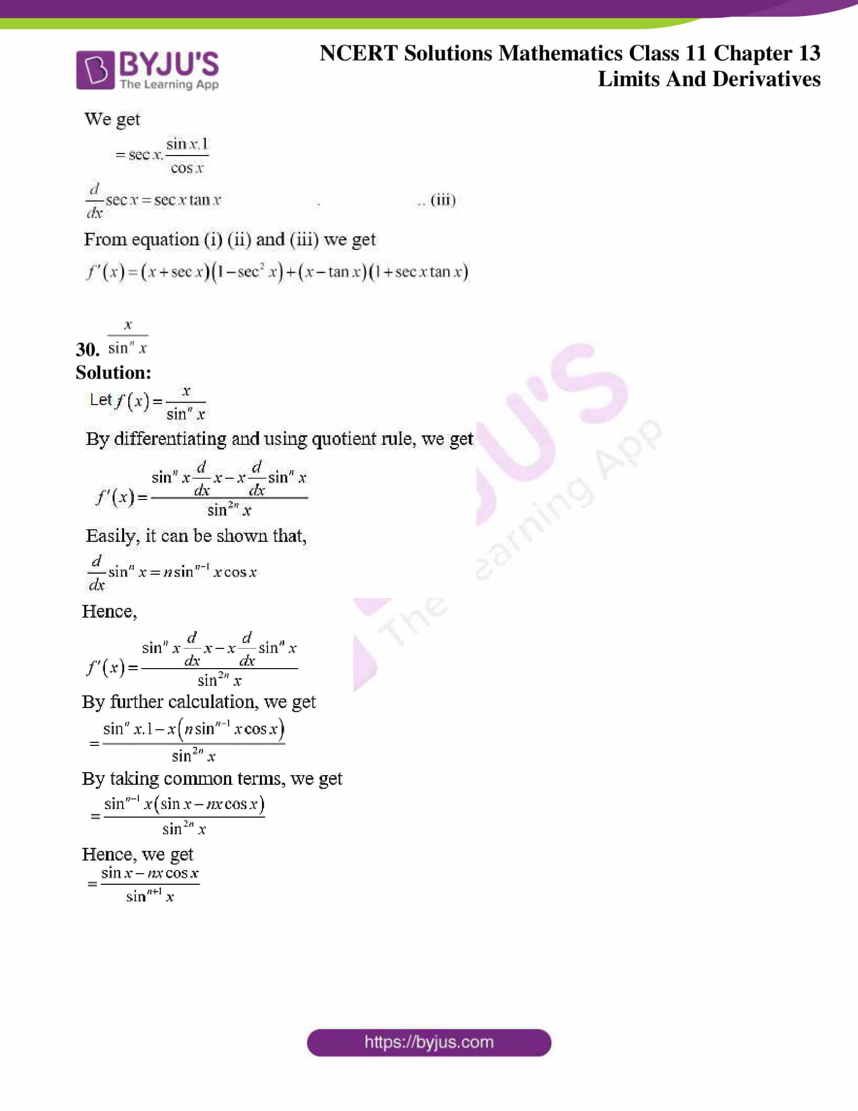 NCERT Solutions Class 11 Maths Chapter 13 Limits and Derivatives