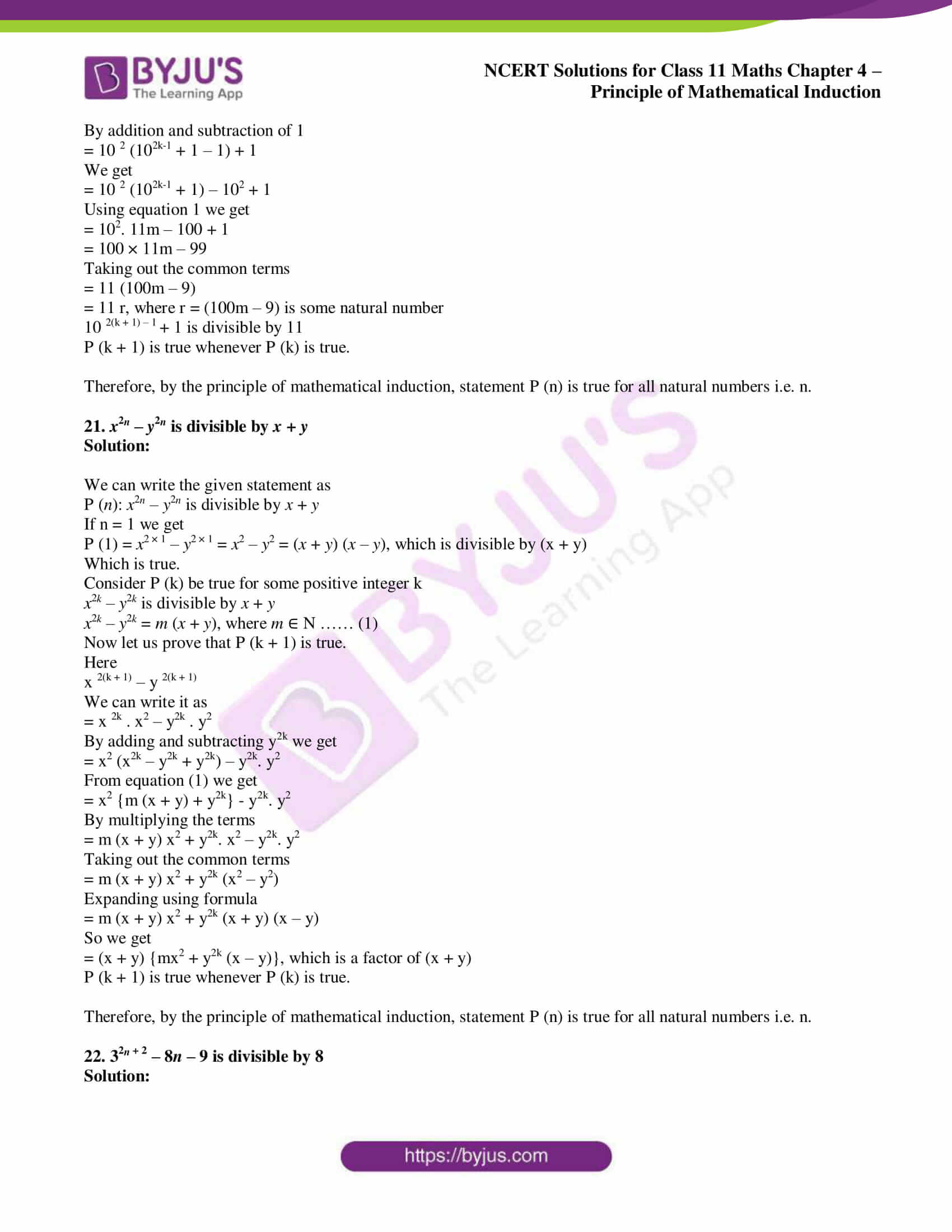 NCERT Solutions Class 11 Maths Chapter 4 Principles Of Mathematical
